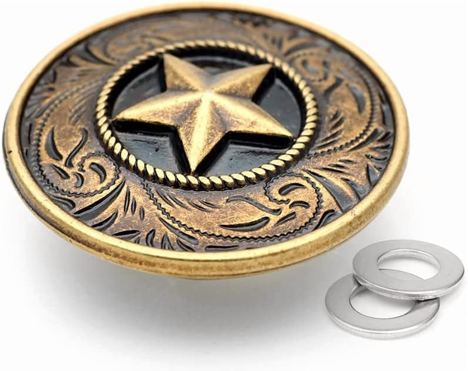 Star Vintage Coin Concho Screw Back Cowboy Battle Shield Leathercraft ...