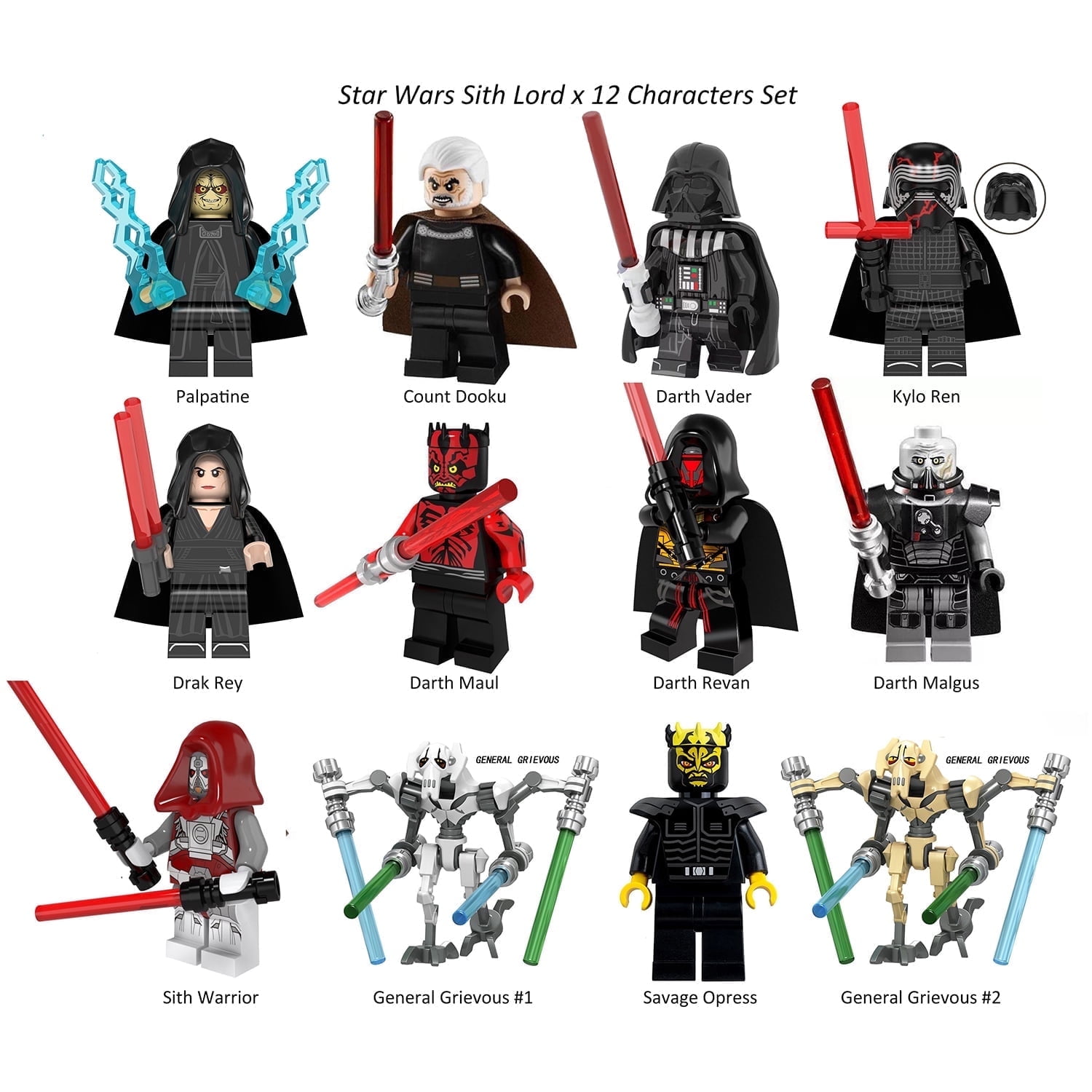 Star War Sith Lord Custom Building Block Minifigures X 12 Set - Walmart.com
