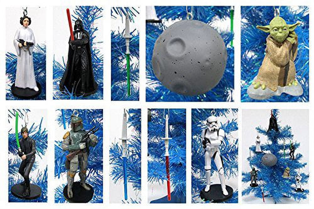 Star Wars 10 Piece Christmas Ornament Set with Light Sabers, Planet ...