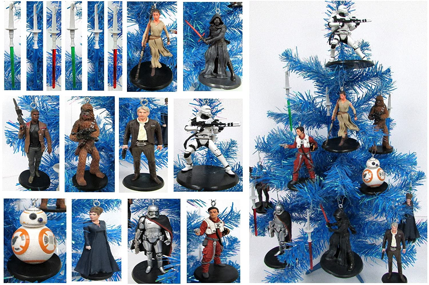 Star Wars Christmas Ornament Set, 16 Pieces, Lightsaber Ornaments, Han ...