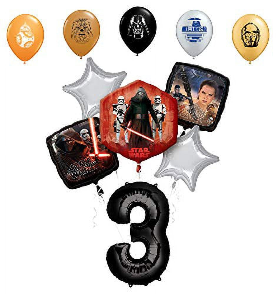 Star Wars 3rd Birthday Party Supplies Foil Balloon Bouquet Decorations ...