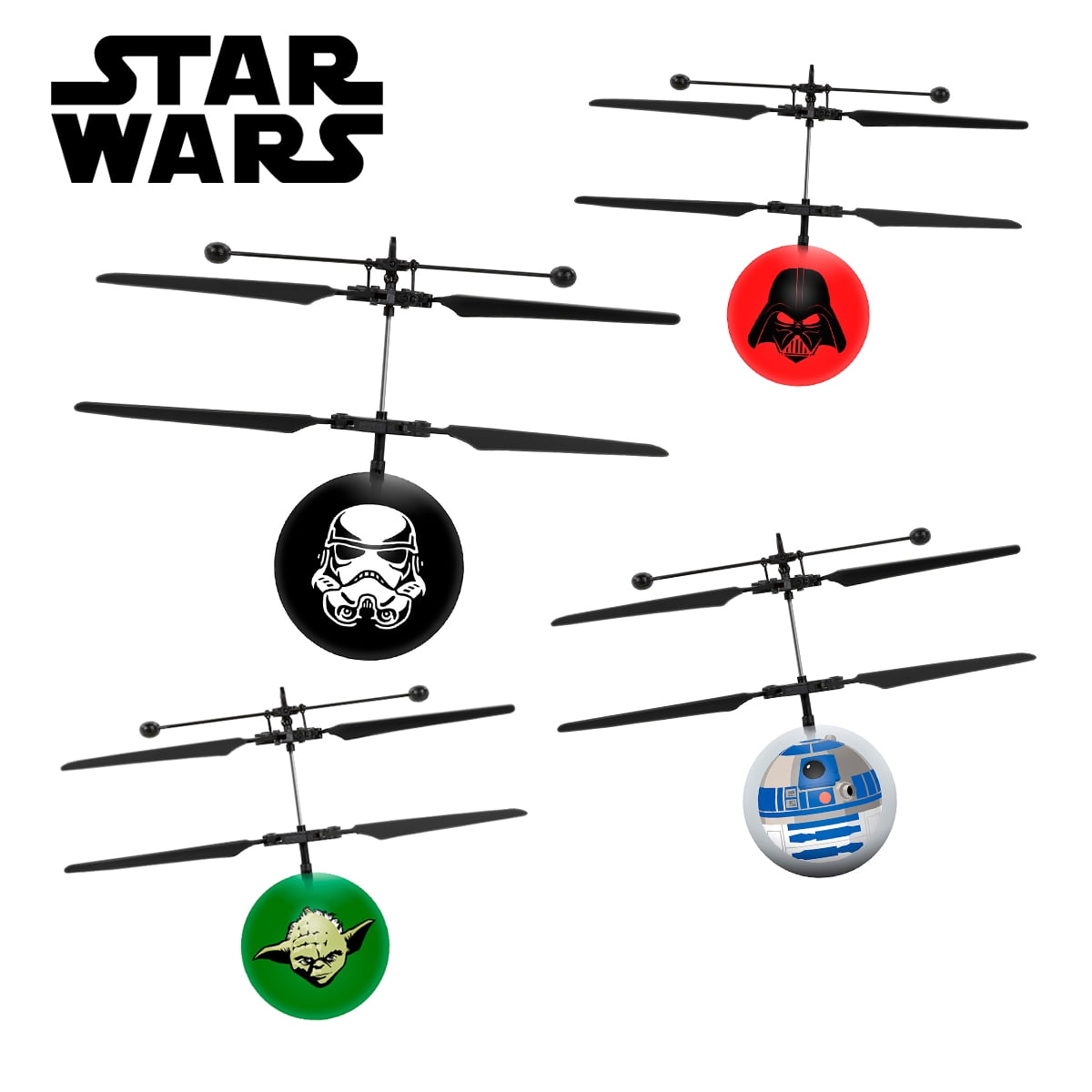 Star Wars 4-Pack Flying UFO Ball Helicopter - Yoda - R2D2 - Darth Vader ...