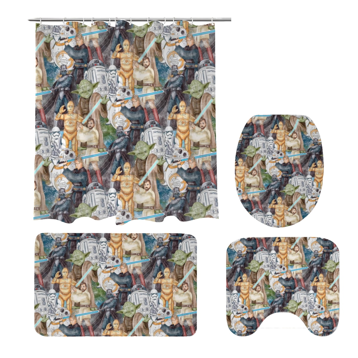 Star Wars 4-piece bathroom shower curtain set, bathroom set with rugs ...