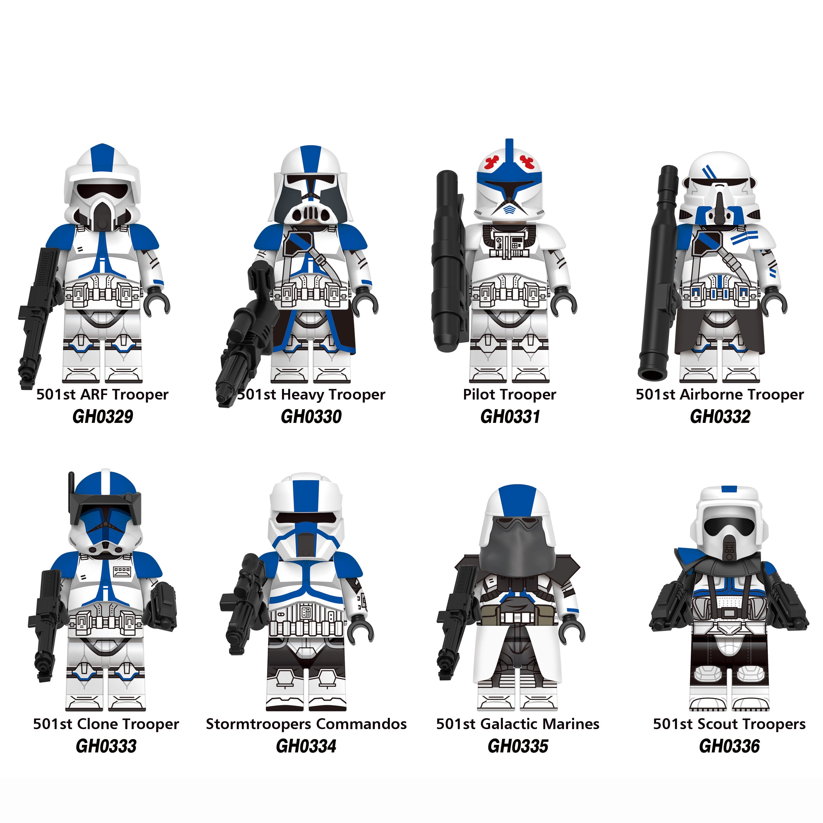 Star Wars 501st Legion Clone Troopers Building Block Figure x 8 Sets ...