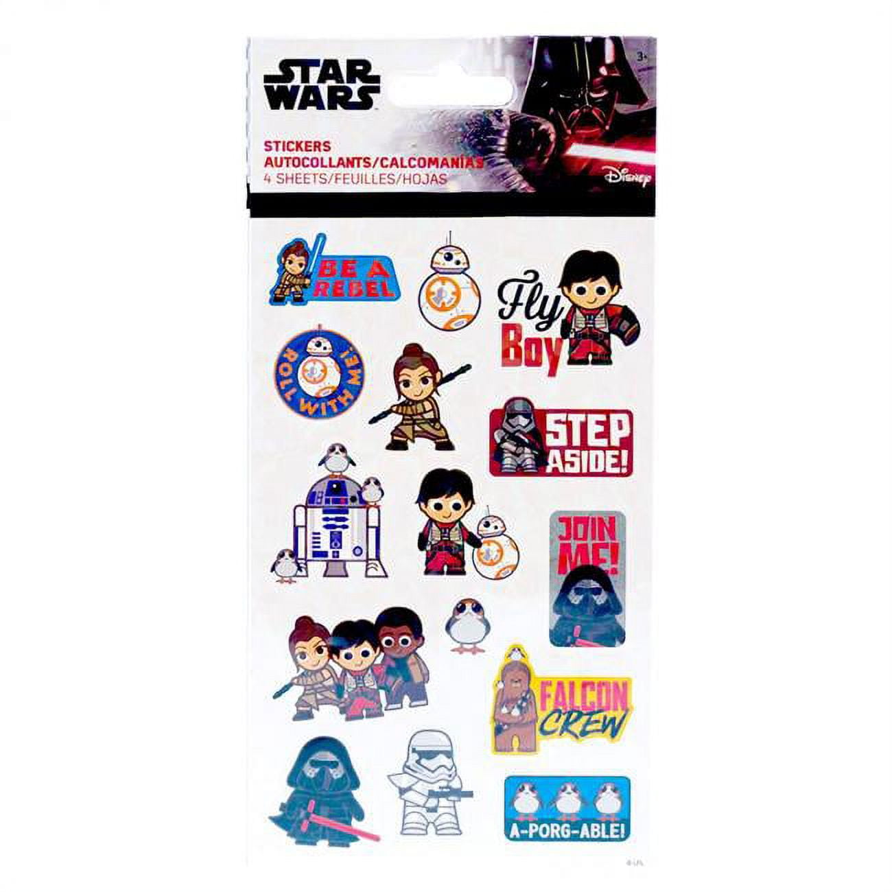 Star Wars 856476 Star Wars Chibi Characters 4-Sheet Variety Sticker Set ...
