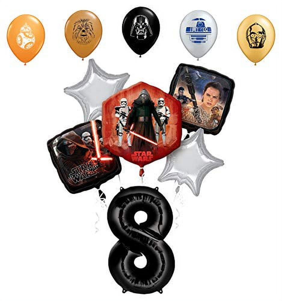 Star Wars 8th Birthday Party Supplies Foil Balloon Bouquet Decorations ...