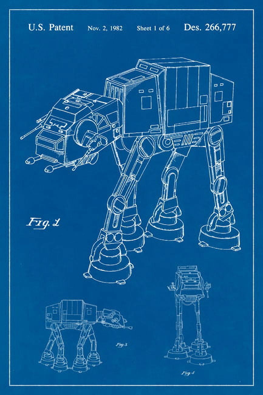 Star Wars AT-AT Imperial Walker Blueprint Art Poster - Walmart.com