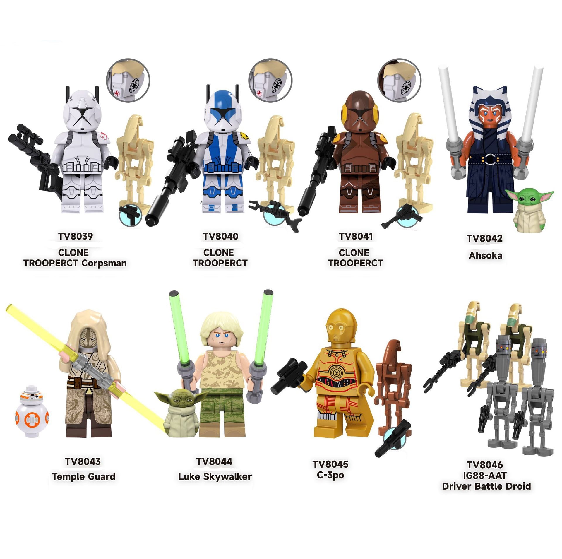 Star Wars Ahsoka Obi-Wan Clone Trooper Jedi Mandalorian Building Block ...