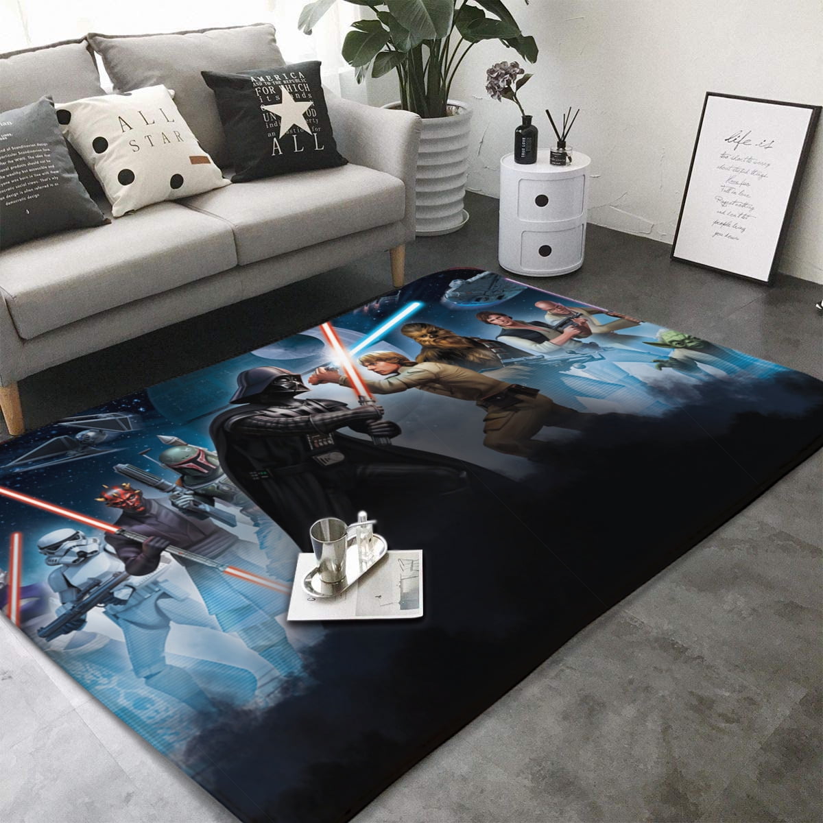Star Wars Area Rug for Bedroom Sofa Geometric Bedside Rugs Anime ...