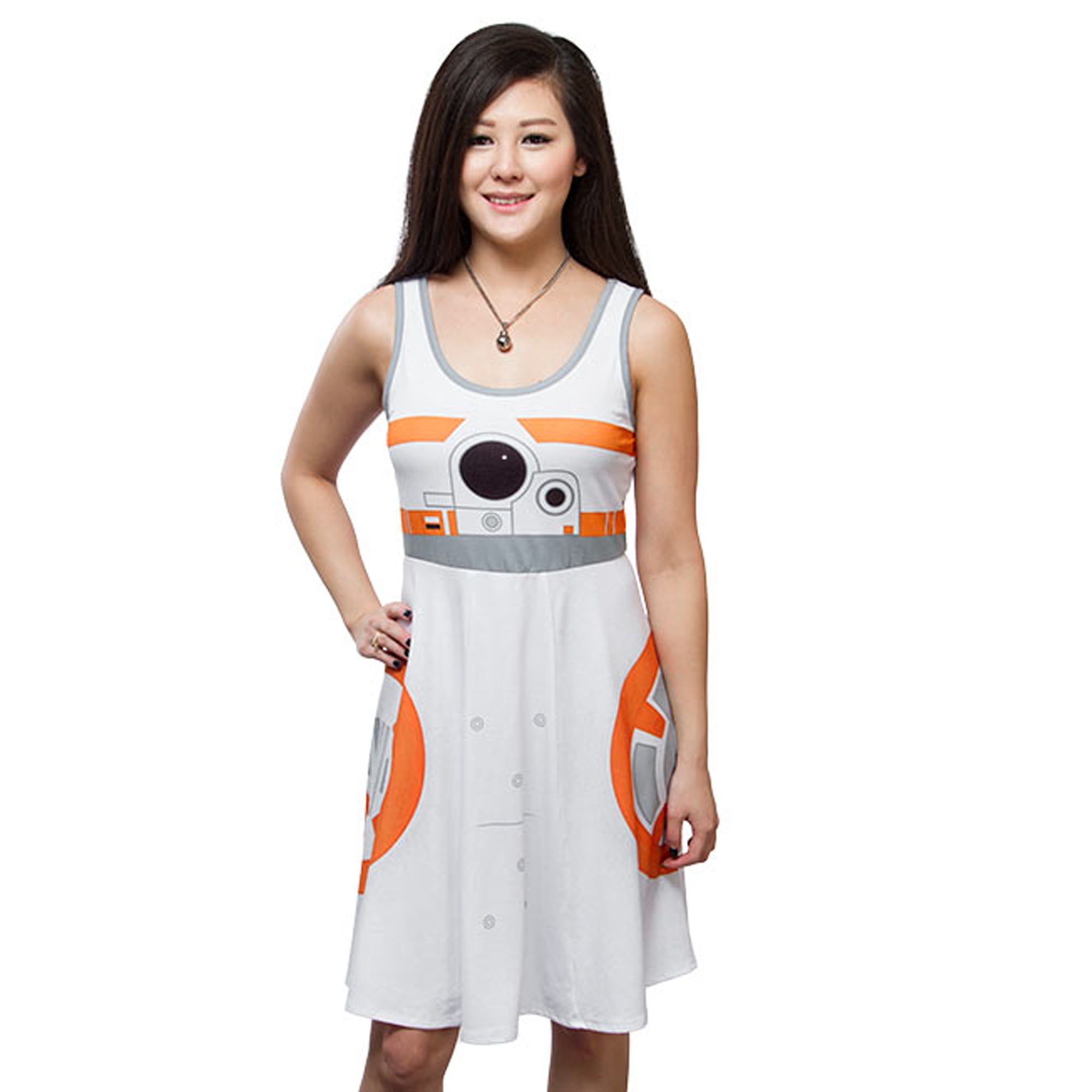 Star Wars Officially Licensed BB-8 A-Line Dress, Junior Women's Apparel ...