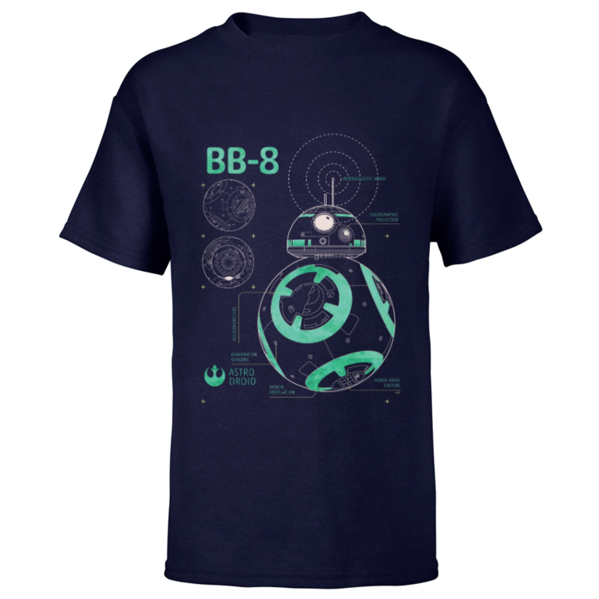 Star Wars BB-8 Astro Droid Blueprint - Short Sleeve T-Shirt for Kids - Customized-Navy - Walmart.com