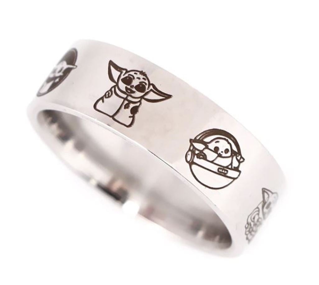 Star Wars Yoda Silvertone Stainless Steel Band Ring Size 12 - Walmart.com