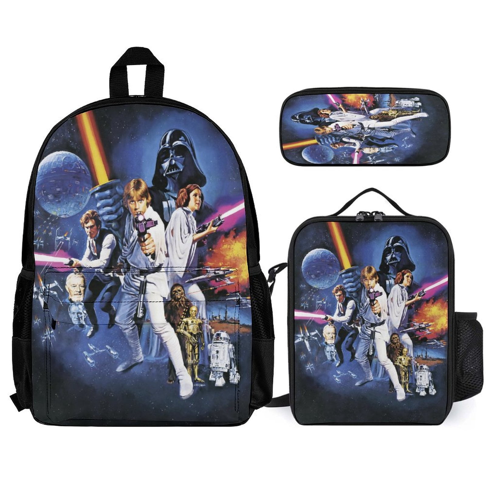 Star Wars Backpacks 3 Piece Set Bookbag with Lunch Bag And Pencil Case ...