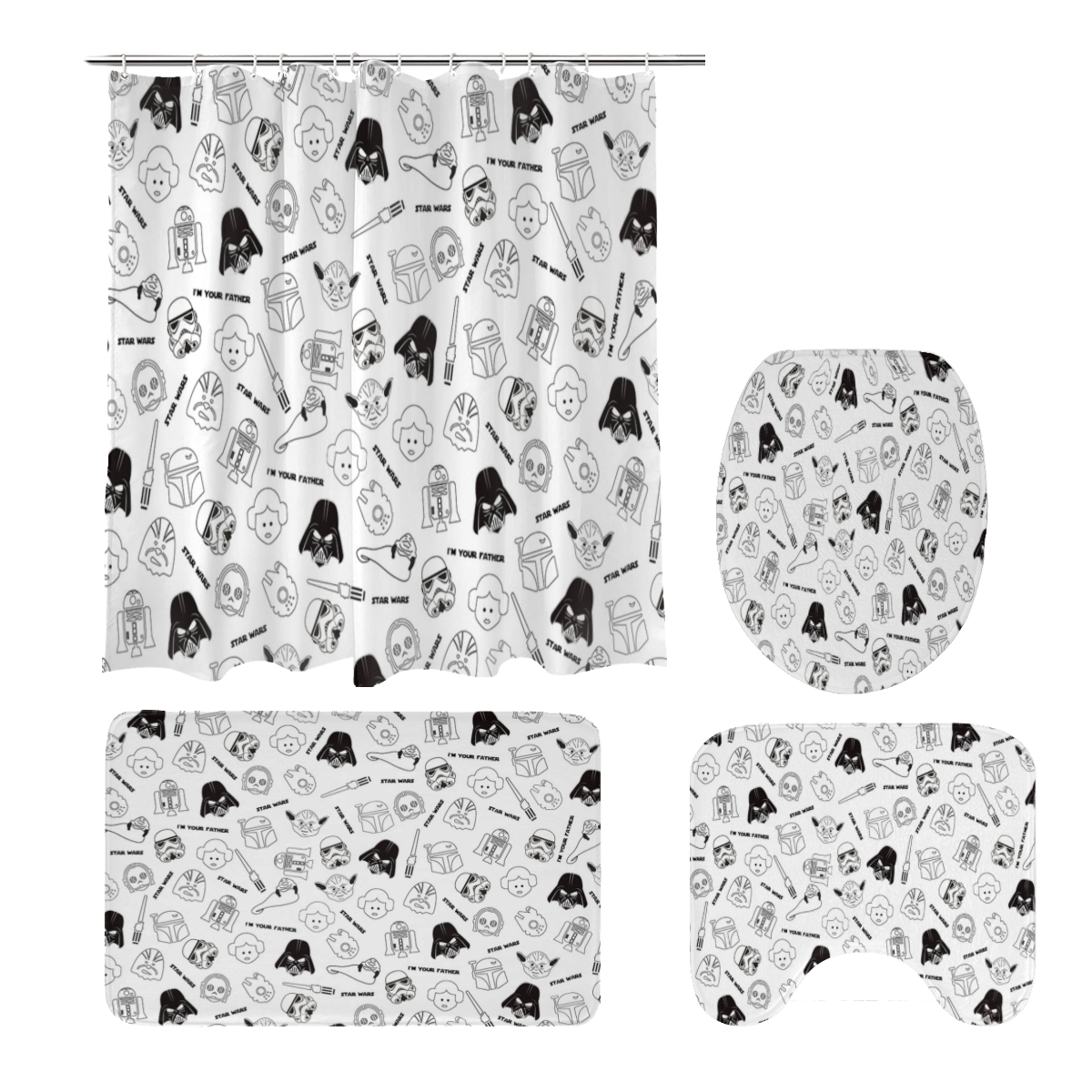 Star Wars Bathroom shower curtain set 4-piece, bathroom set with rugs ...