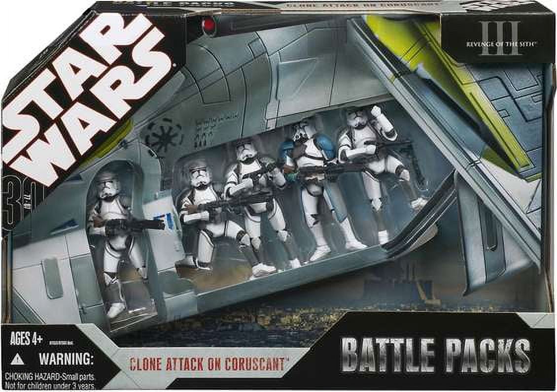 Star Wars Battle Packs Clone Attack On Coruscant Action Figure 6-Pack ...