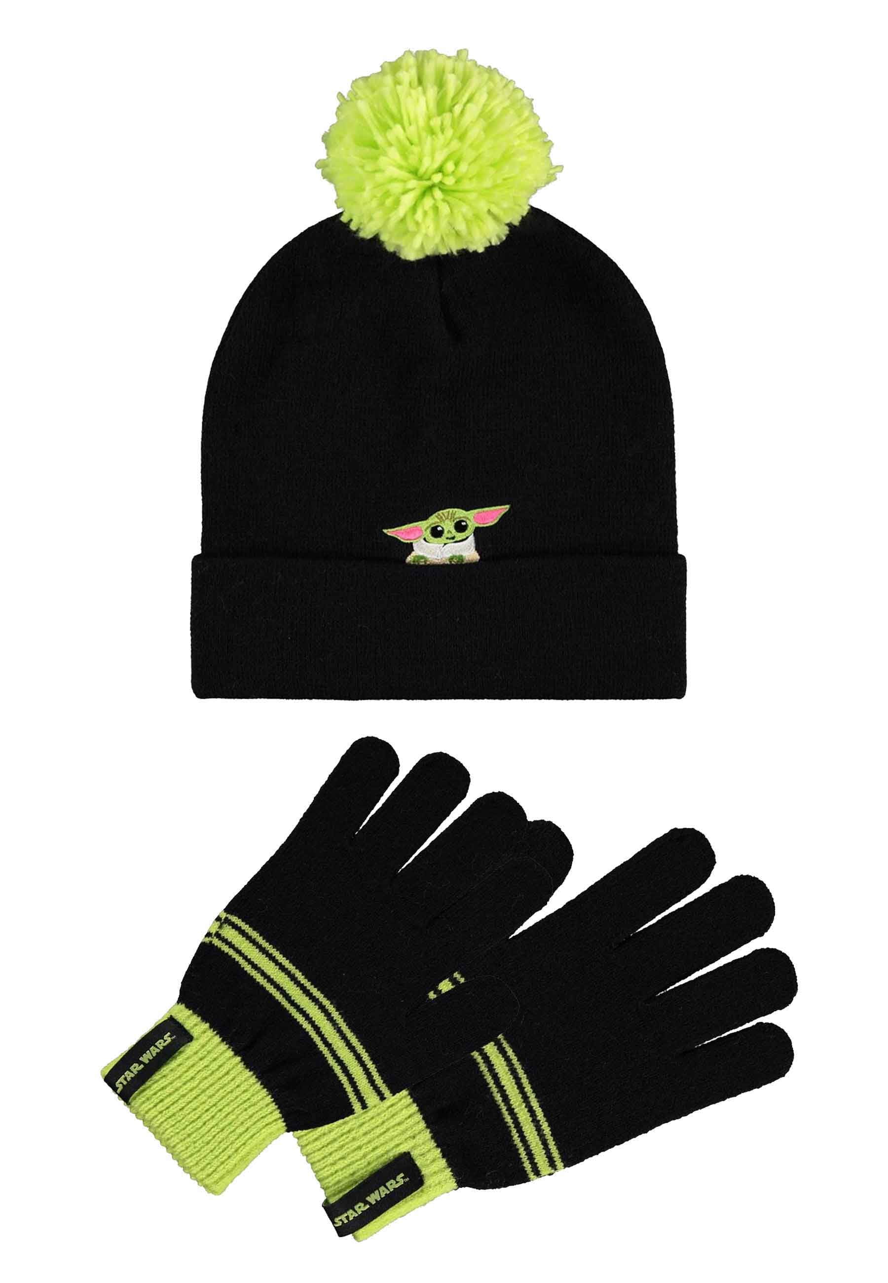 Star Wars Beanie and Knitted Gloves Grogu Core Logo new Official Black ...