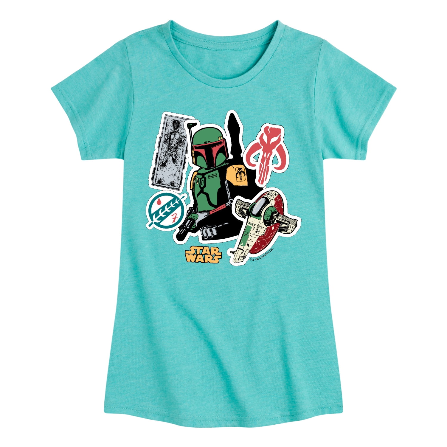 Star Wars - Boba Fett Stickers - Toddler And Youth Girls Fitted Short ...