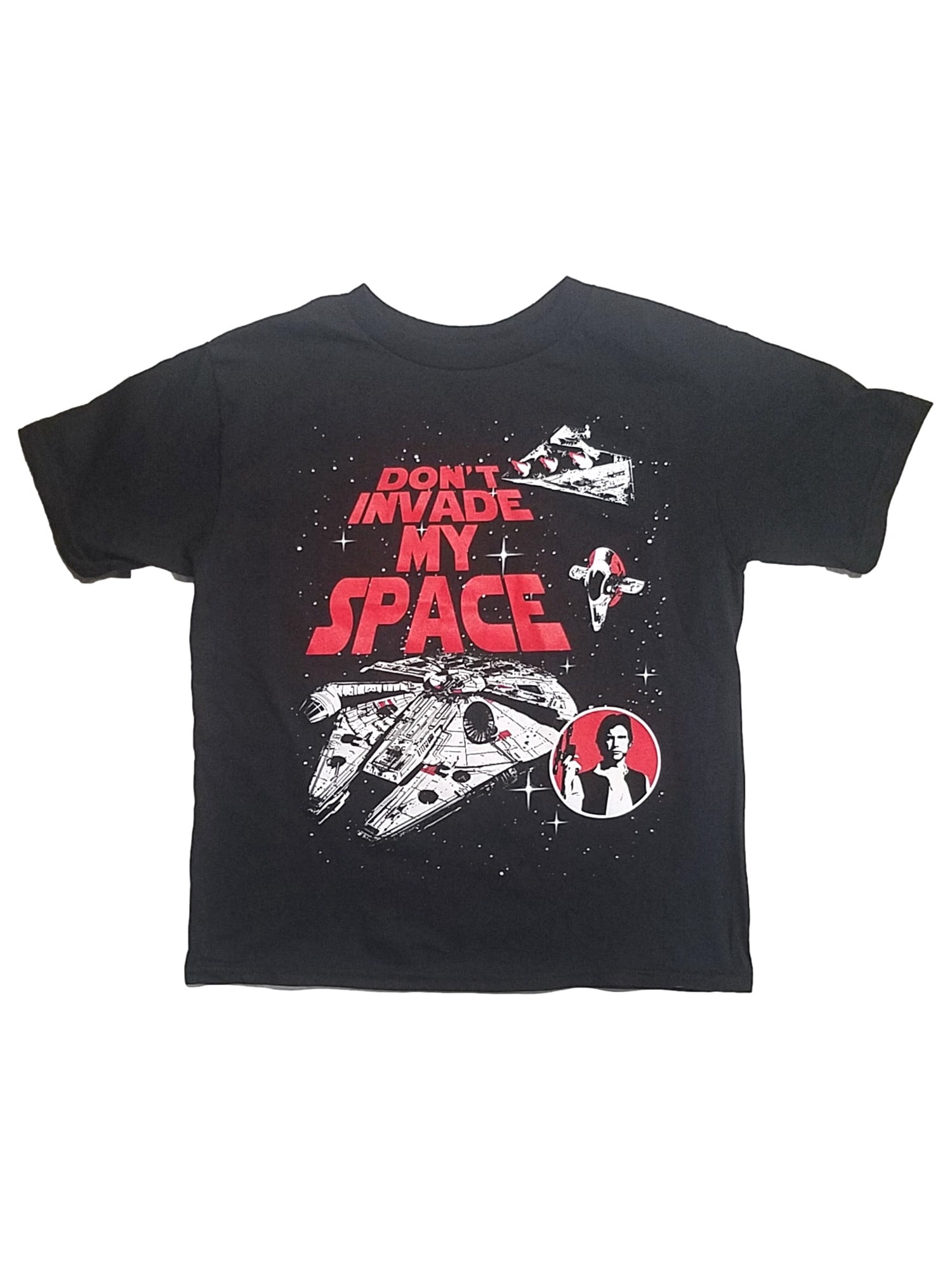 Star Wars Boys Black Short Sleeve Don T Invade My Space Tee Shirt T