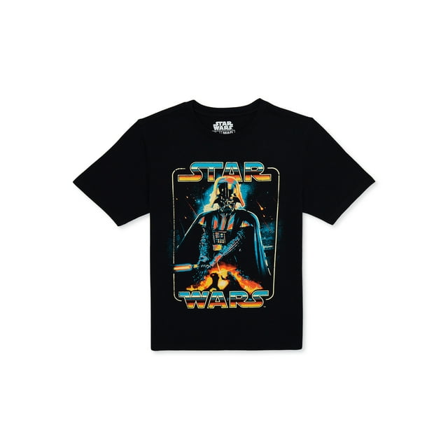 Star Wars Boys Darth Vader, Crew Neck, Short Sleeve, Graphic T-Shirt ...