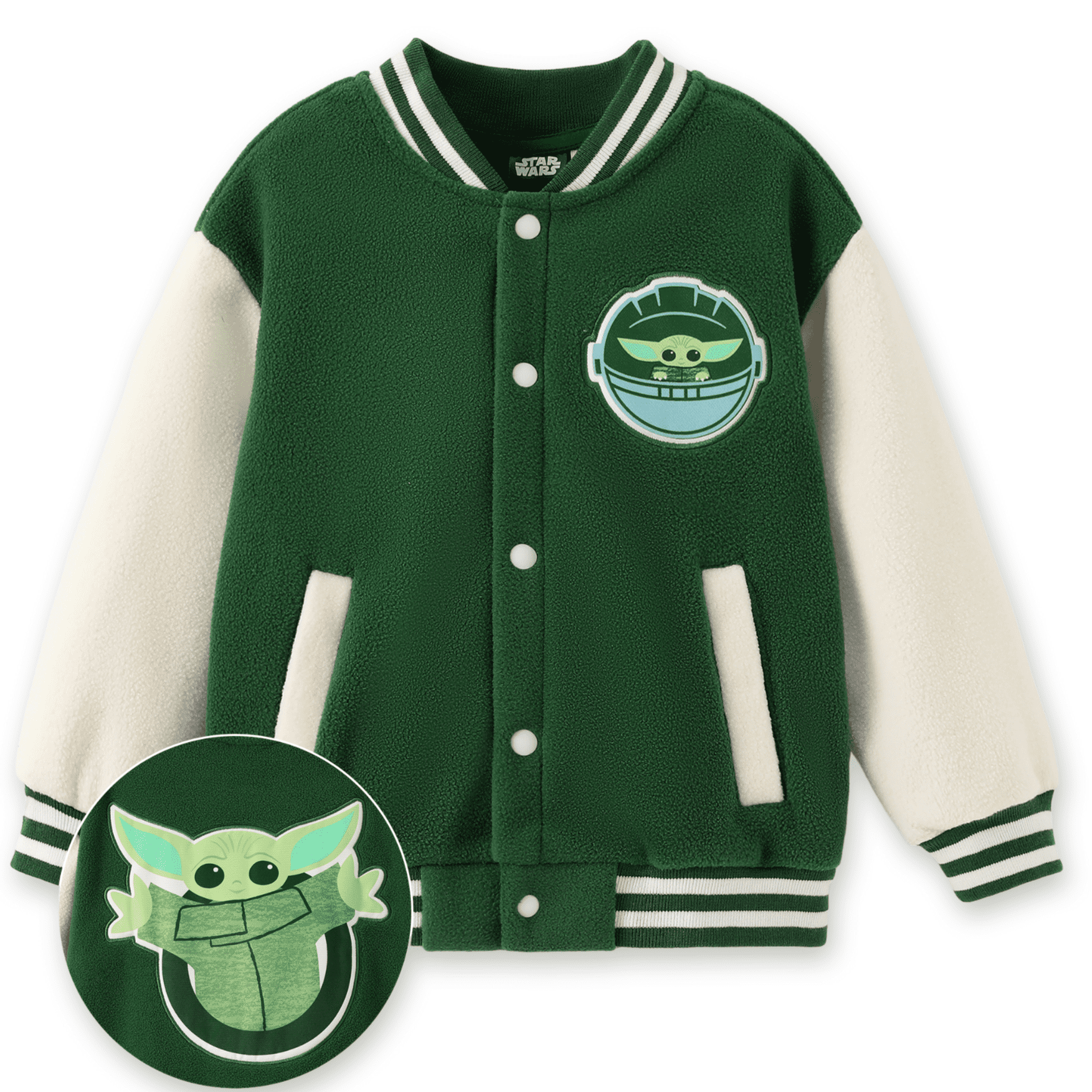 Star Wars Boys Girls Fleece Bomber Jackets Baby Yoda Graphic Winter ...