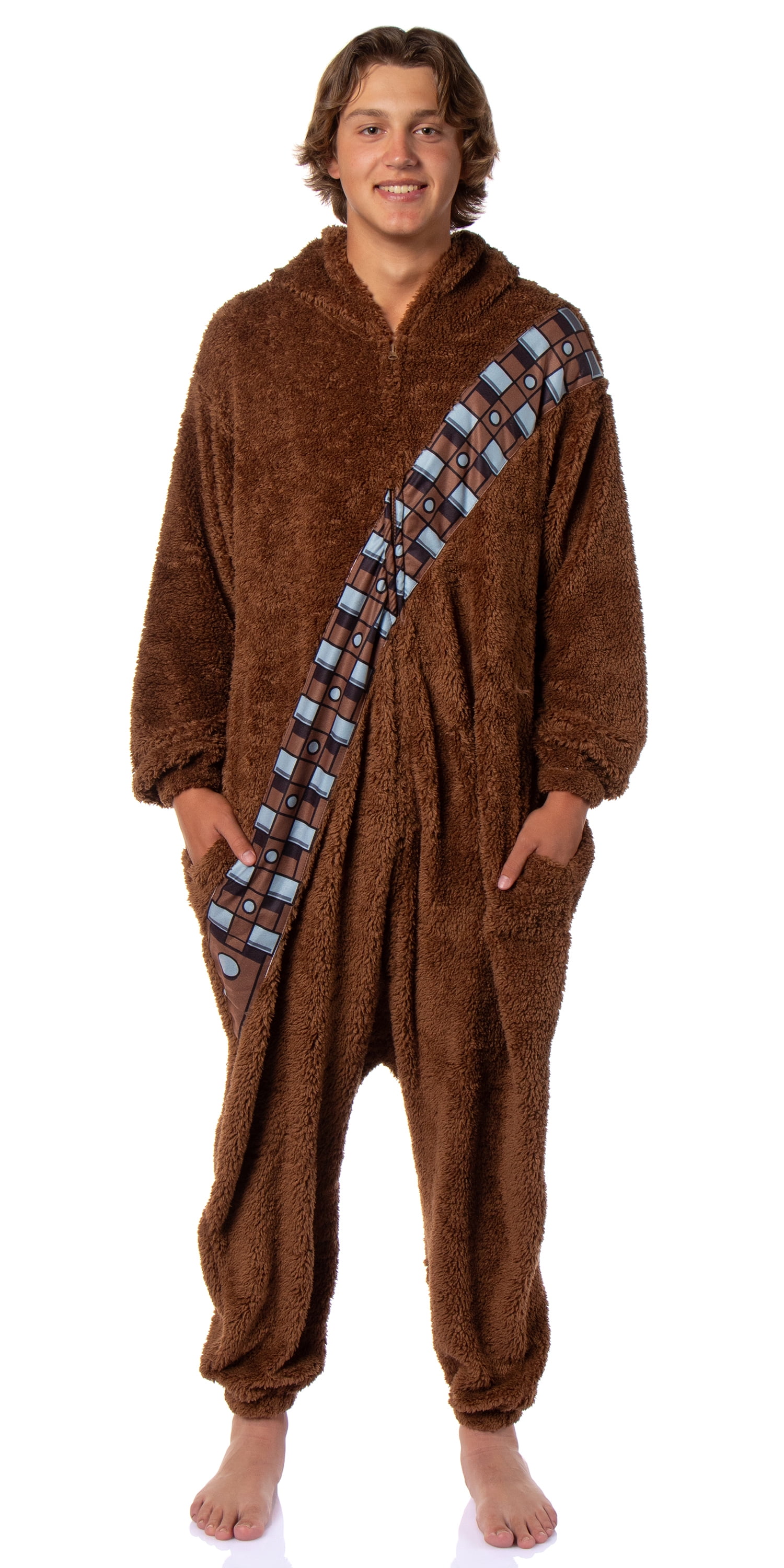 Star Wars Chewbacca Hooded Adult Plush Fleece Zip-Up Costume One Piece ...