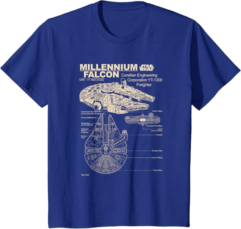 Star Wars Classic Millennium Falcon Freighter Schematic T-Shirt ...