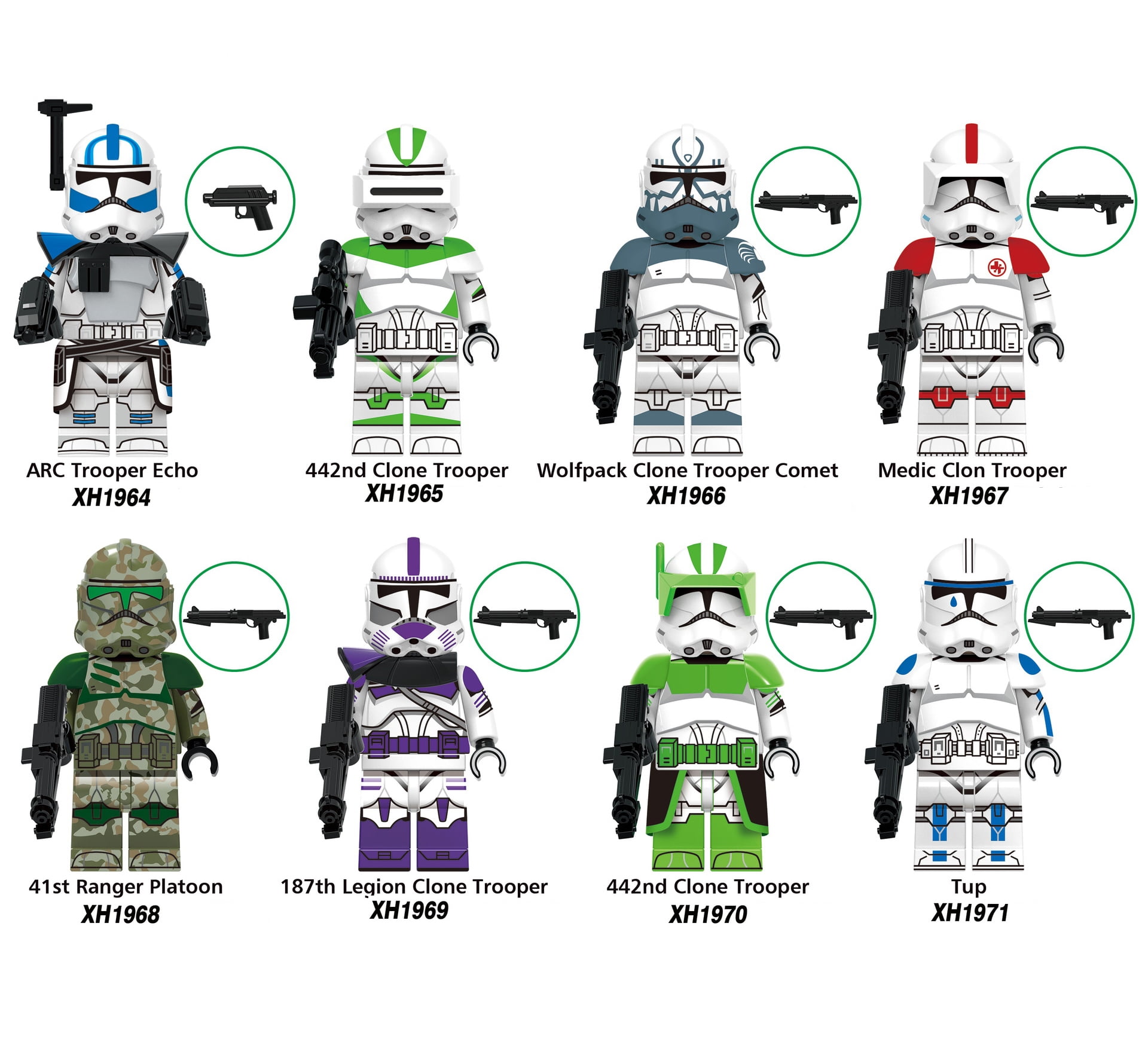 Star Wars Clone Wars Commanders Building Block Figures X 8 Sets 4 ...