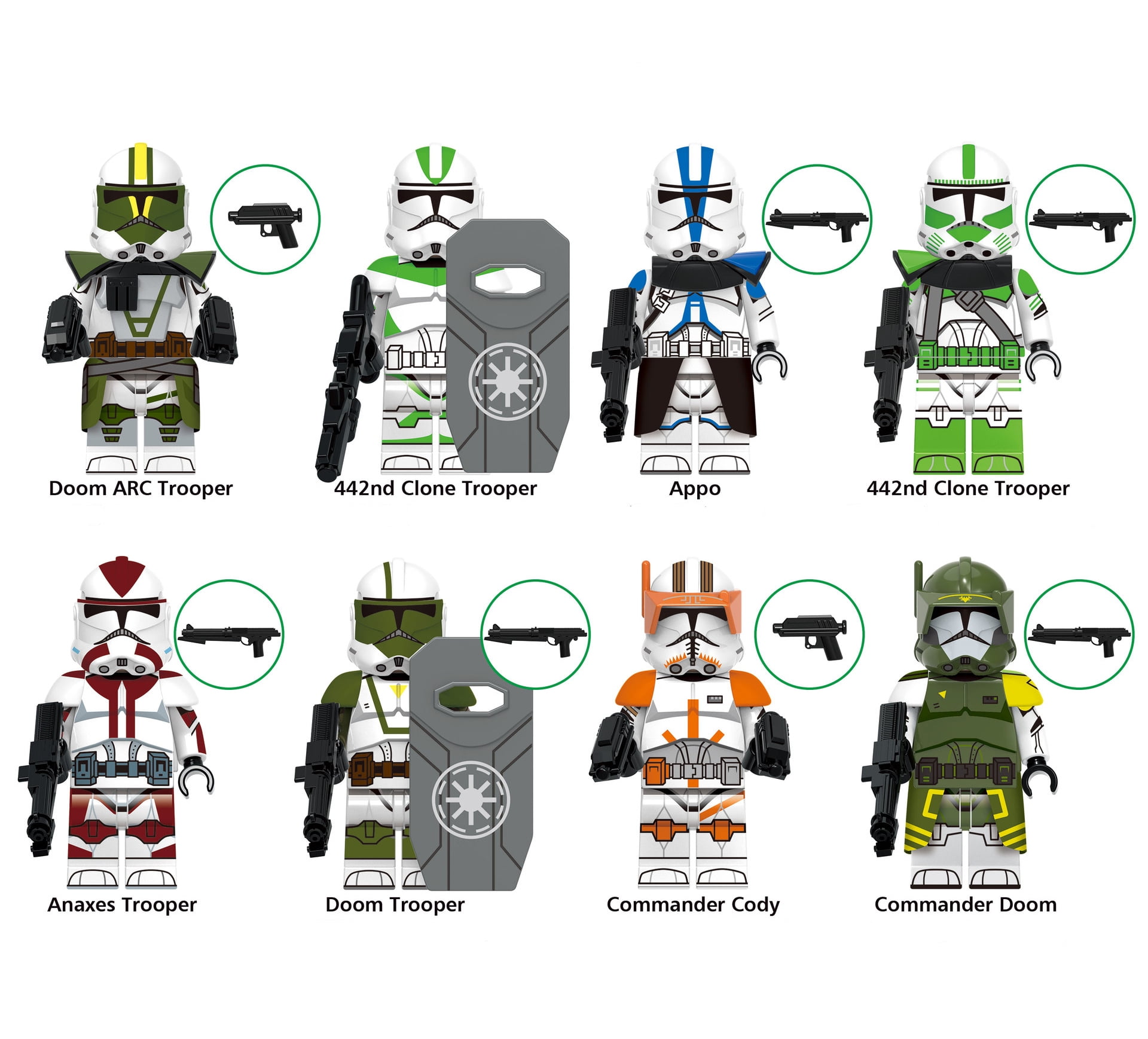 Star Wars Clone Wars Commanders Building Block Figure X 8 Sets 5 ...