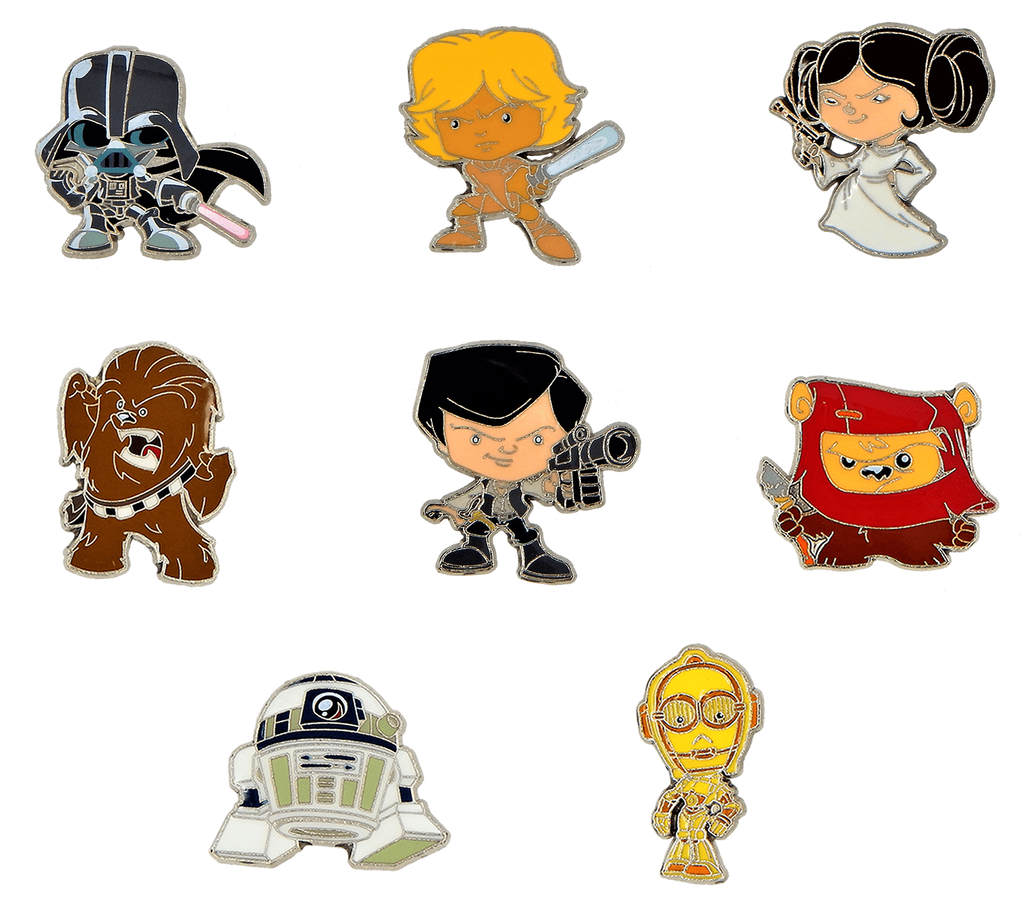 Star Wars Cute Styled Authentic Disney Trading Pin Set 8 Total Pins ...