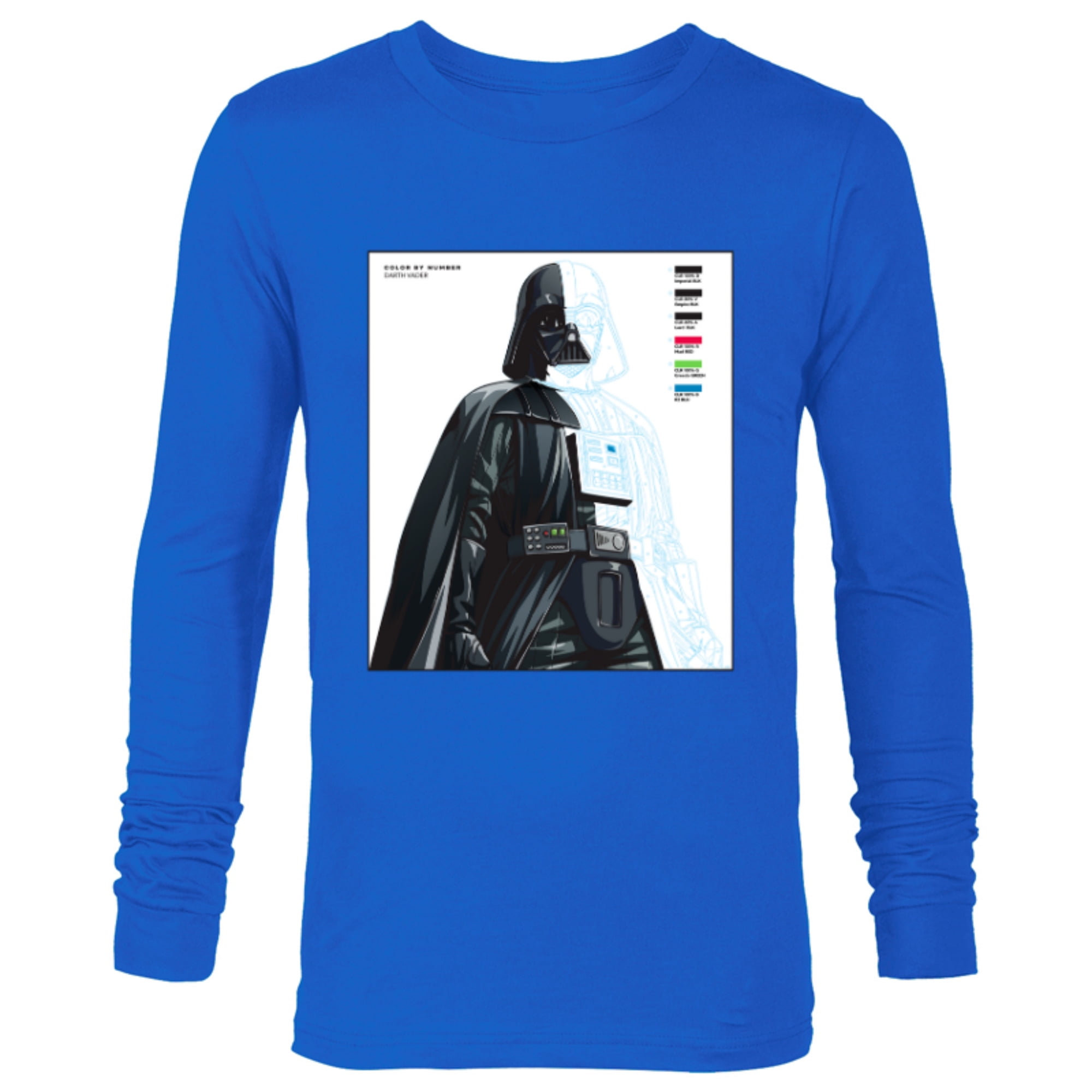 Star Wars Darth Vader Color by Numbers Sketch - Long Sleeve T-Shirt for ...