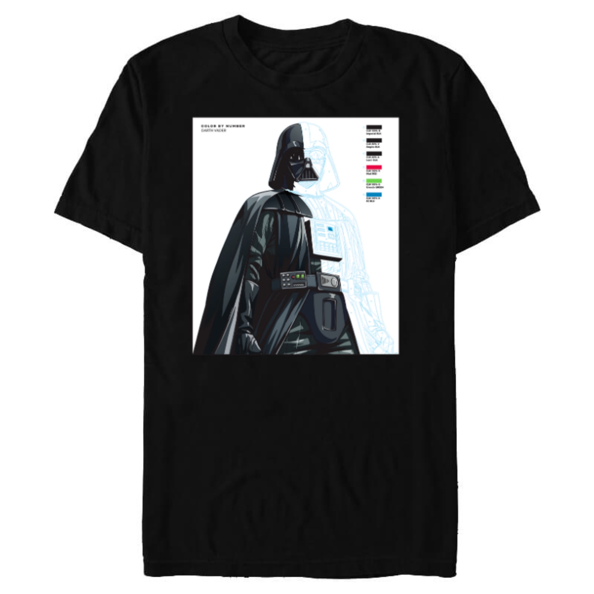 Star Wars Darth Vader Color by Numbers Sketch - Short Sleeve Blended T ...