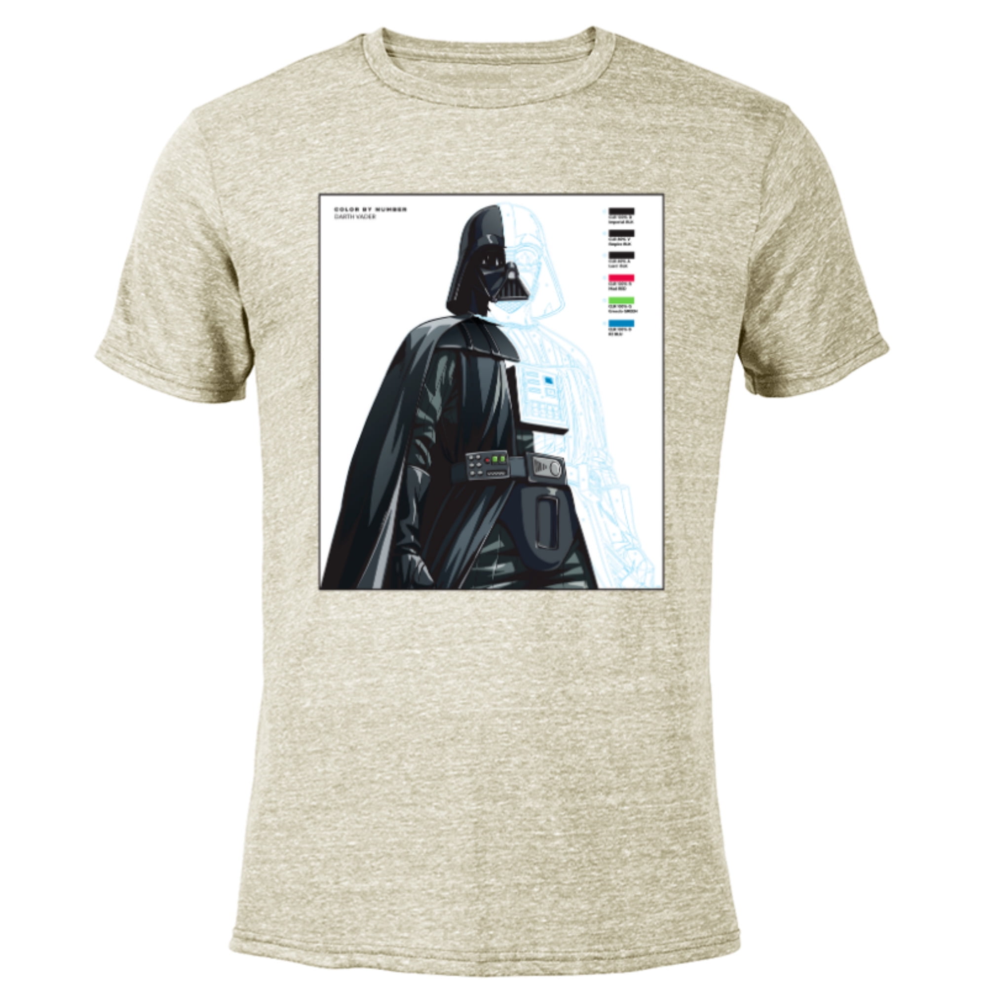 Star Wars Darth Vader Color by Numbers Sketch - Short Sleeve Blended T ...