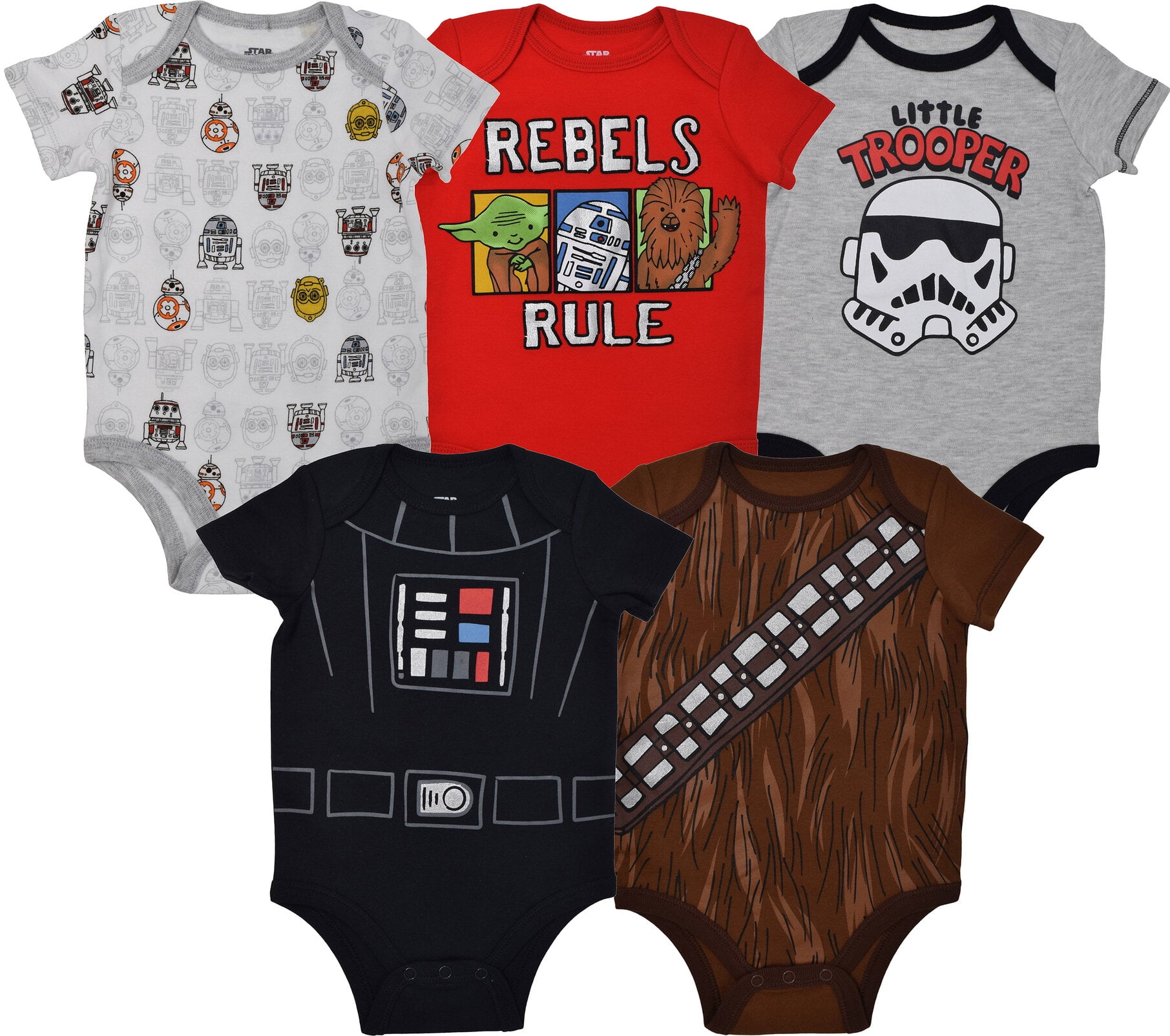 Star Wars Darth Vader Stormtrooper R2-D2 Infant Baby Boys 5 Pack ...