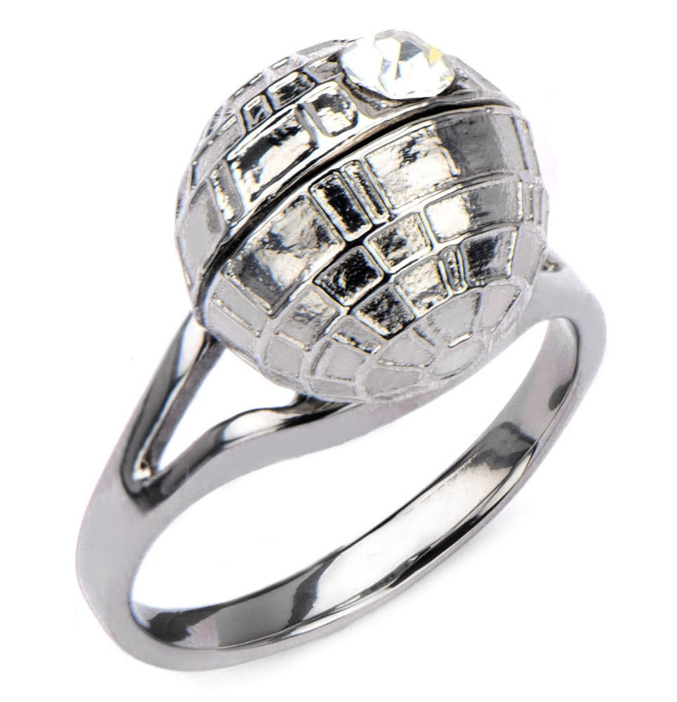 Star Wars Death Star Ring - CZ Stone Stainless Steel 3D Ring - Size - 6 ...