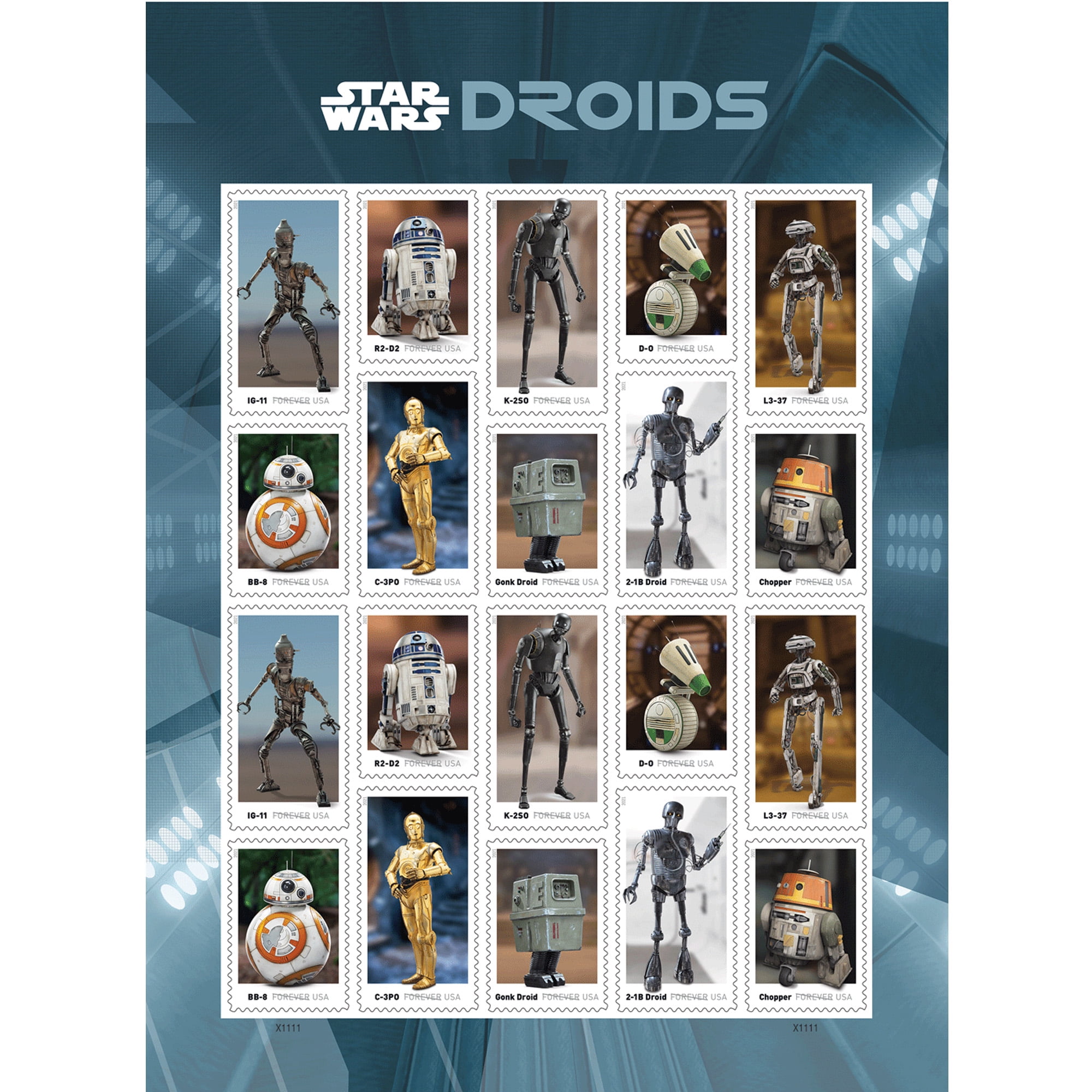 Star Wars Droids USPS Forever Postage Stamps, 1 Sheet of 20, First ...