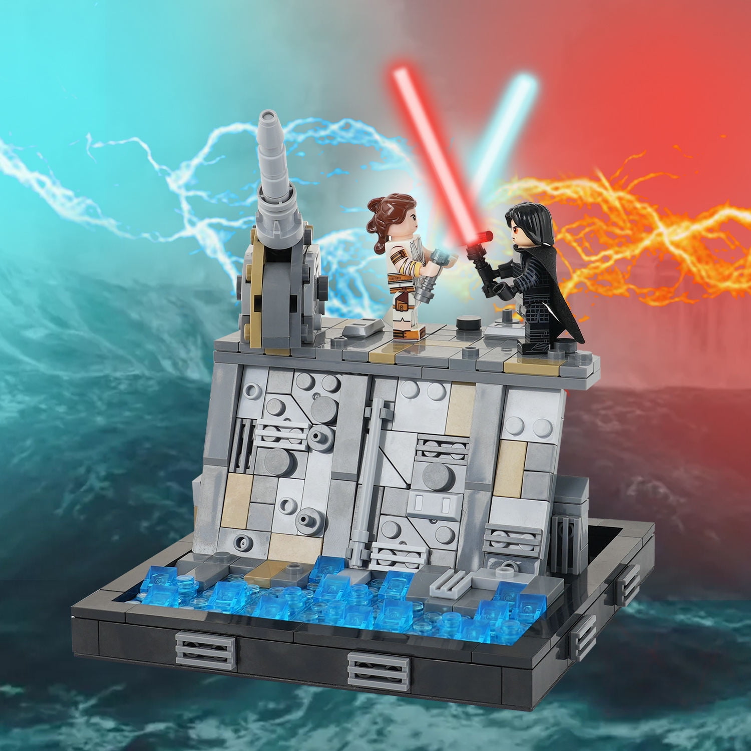Star Wars Duel on Death Star Debris Rey vs Kylo Ren Building Block Figure Moc Bricks 397 Pcs ...