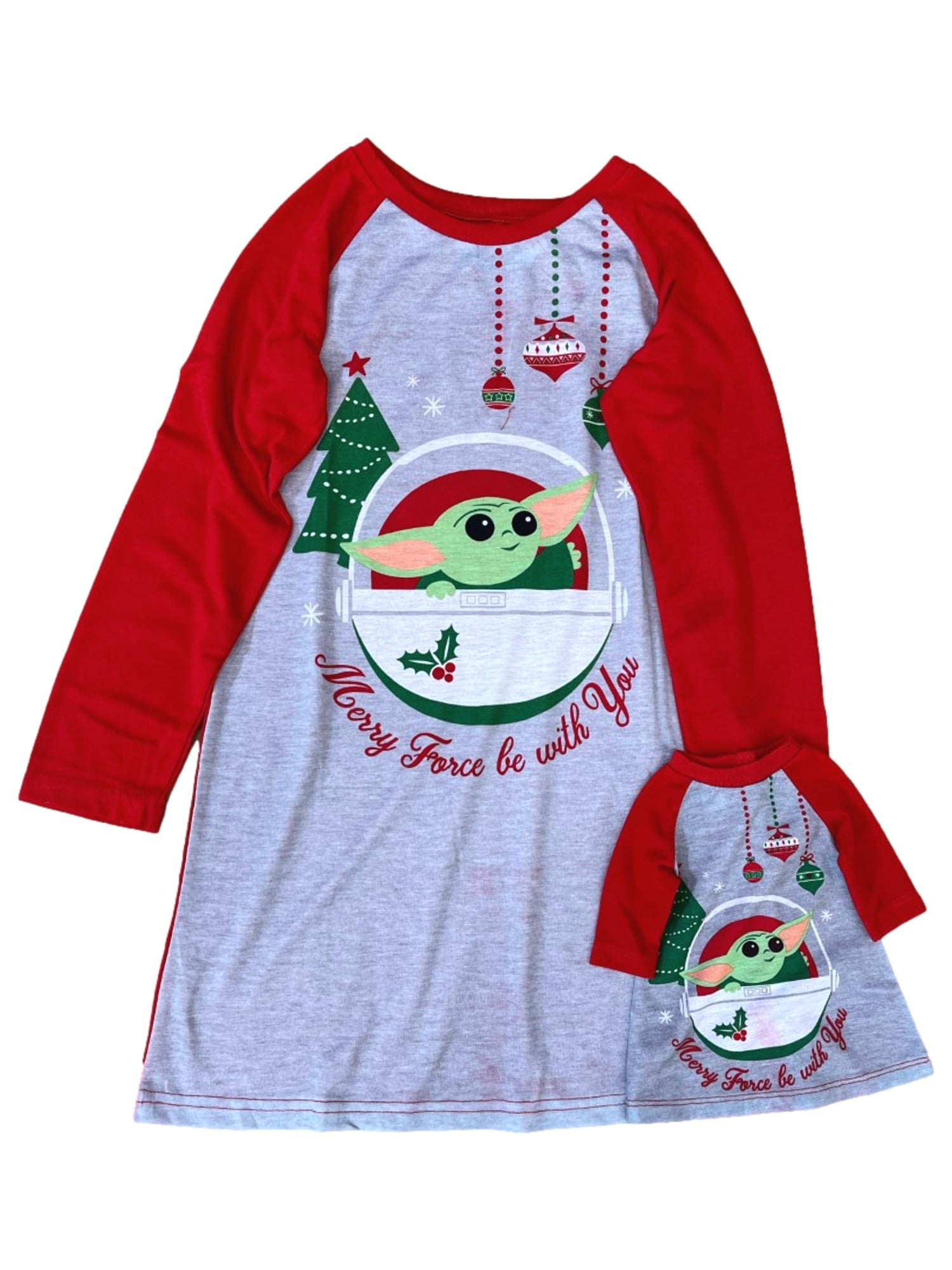 Star Wars Girls Baby Yoda Christmas Holiday Nightgown & Doll Night Gown ...