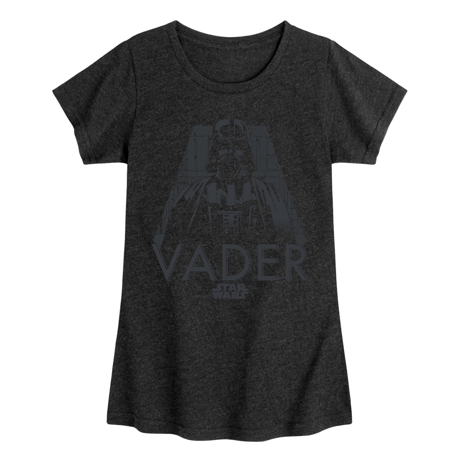 Star Wars - Grey Mono Darth Vader - Toddler And Youth Girls Fitted ...
