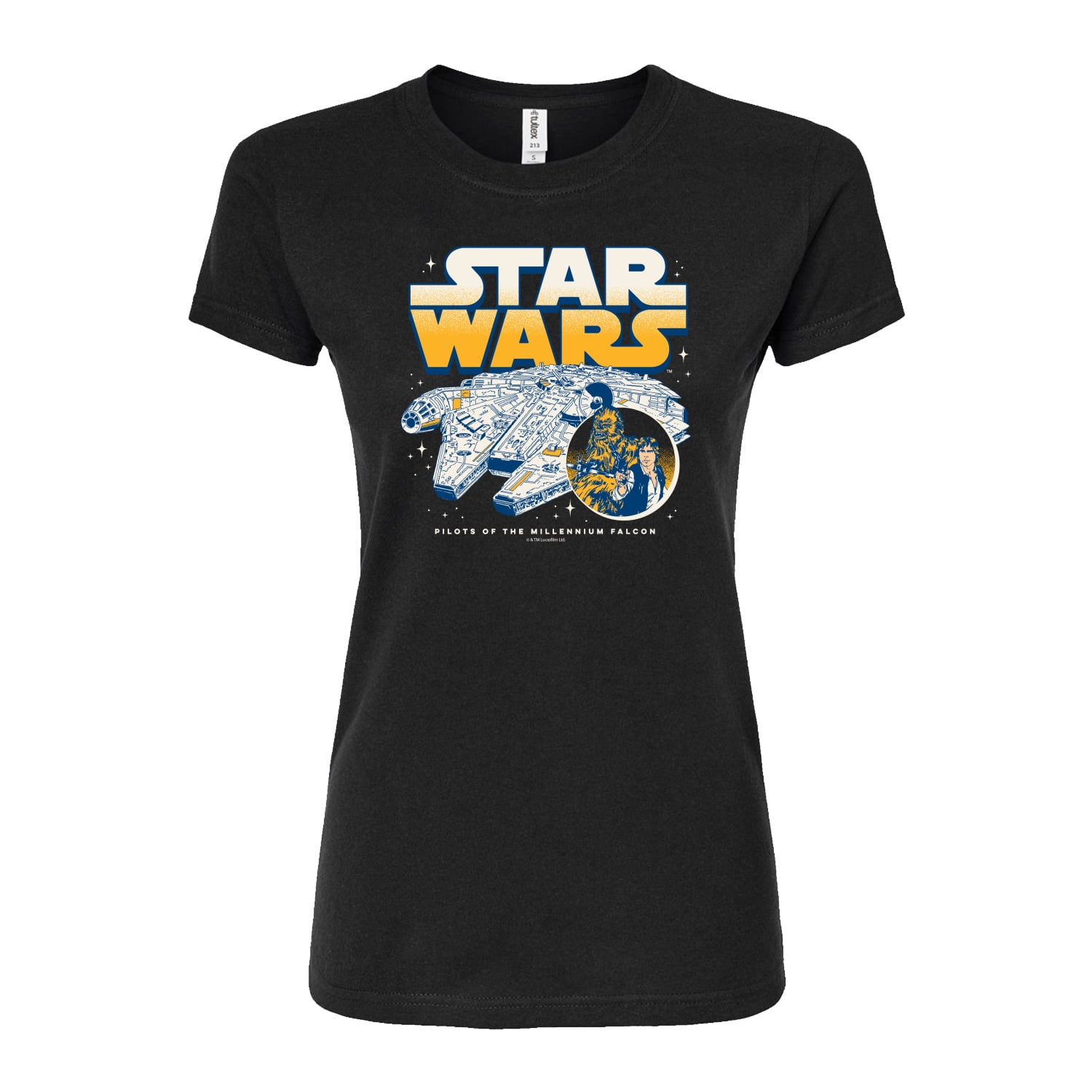 Star Wars - Han Chewy Millennium Falcon - Juniors Fitted Tee - Walmart.com