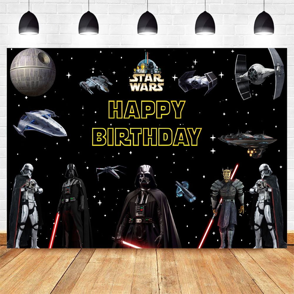 Star Wars Happy Birthday Anime Cartoon Theme Backdrops Banner Birthday ...
