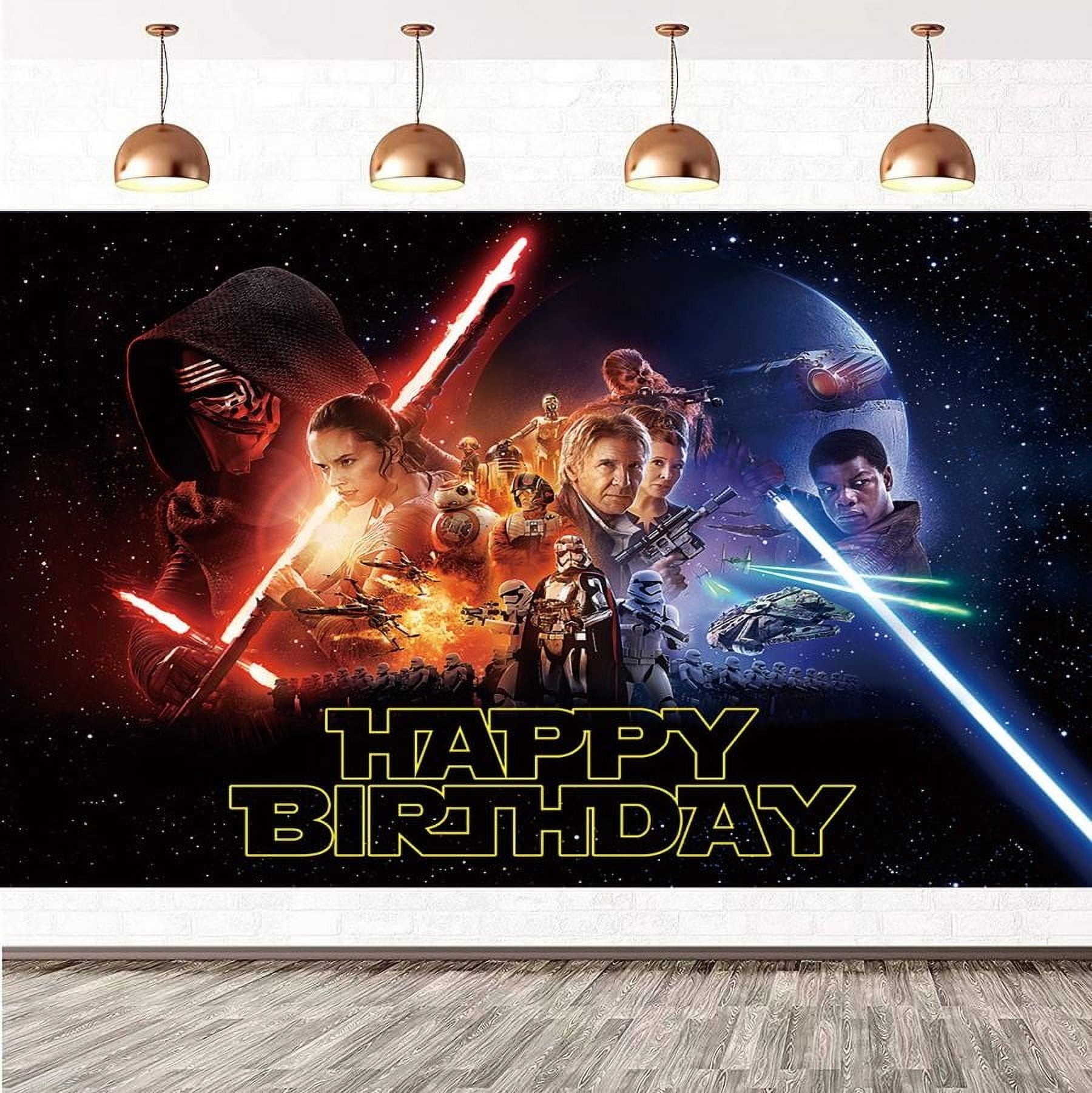 Happy Birthday Star Anime Cartoon Wars Theme Backdrops Banner Birthday ...