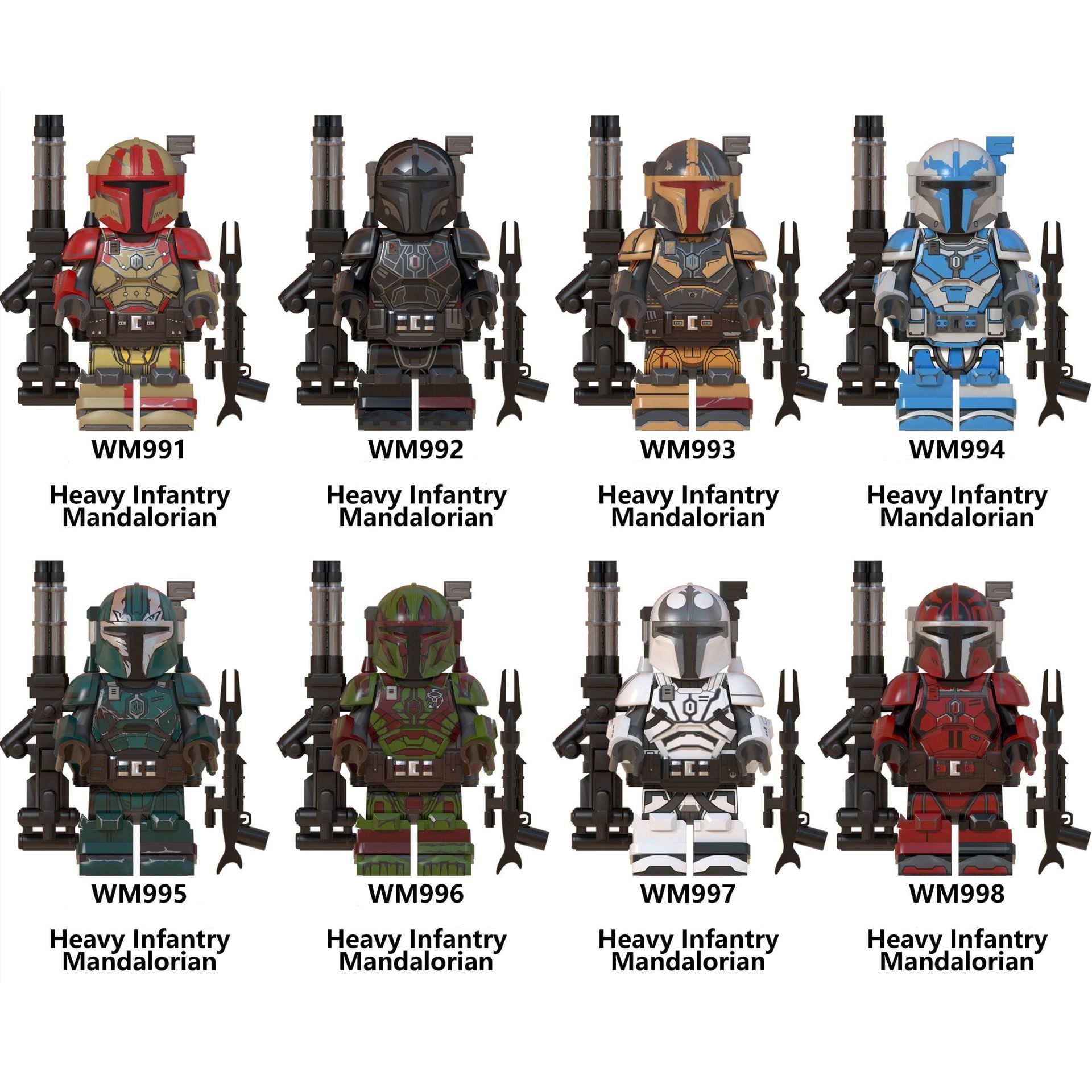 Star Wars Heavy Infantry Mandalorian Building Block Figure X 8 Sets ...