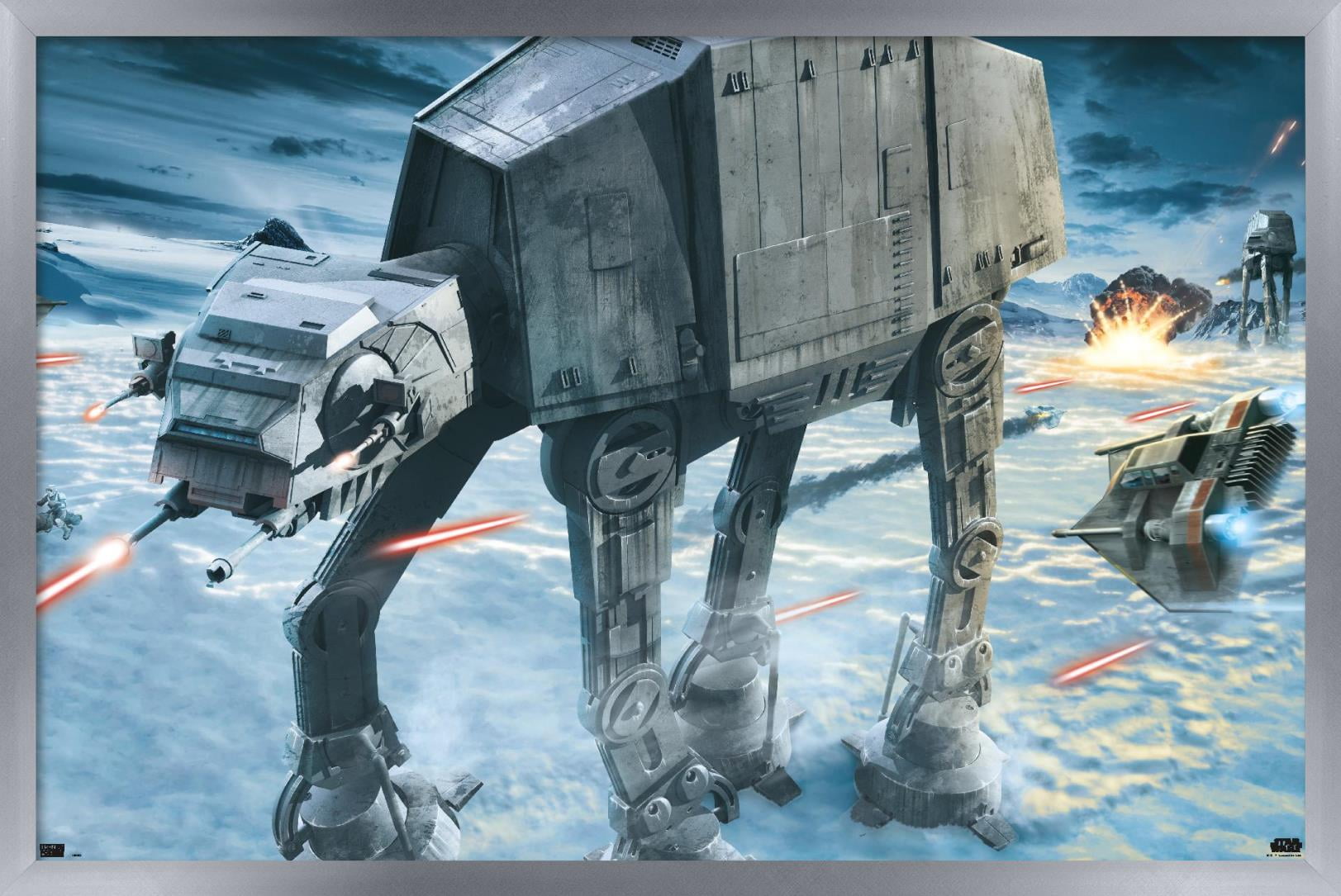 Star Wars: Hoth - AT-AT Battle Wall Poster, 14.725" x 22.375" Framed ...