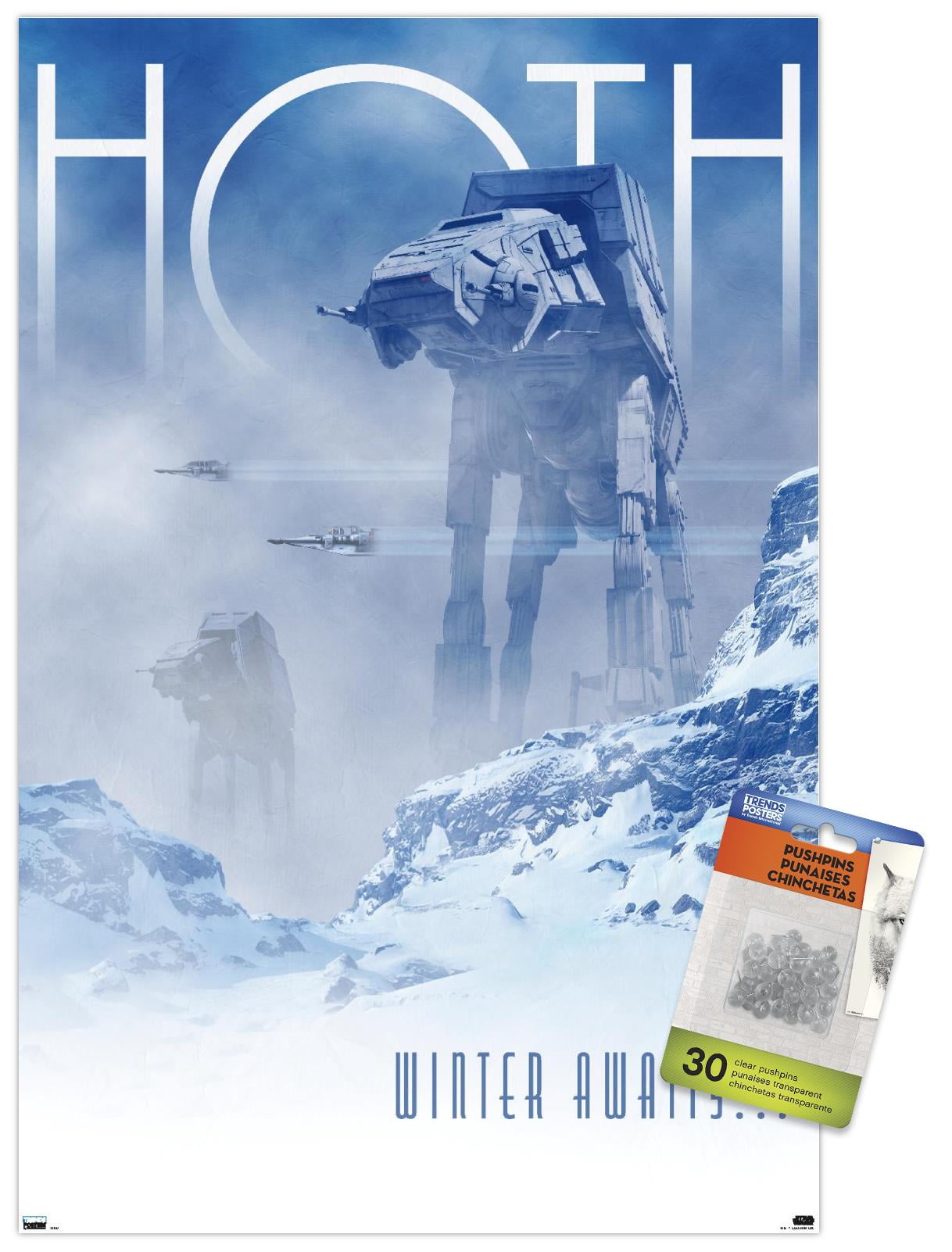 Star Wars: Hoth - Visit Hoth by Russell Walks 23 Wall Poster with Push ...