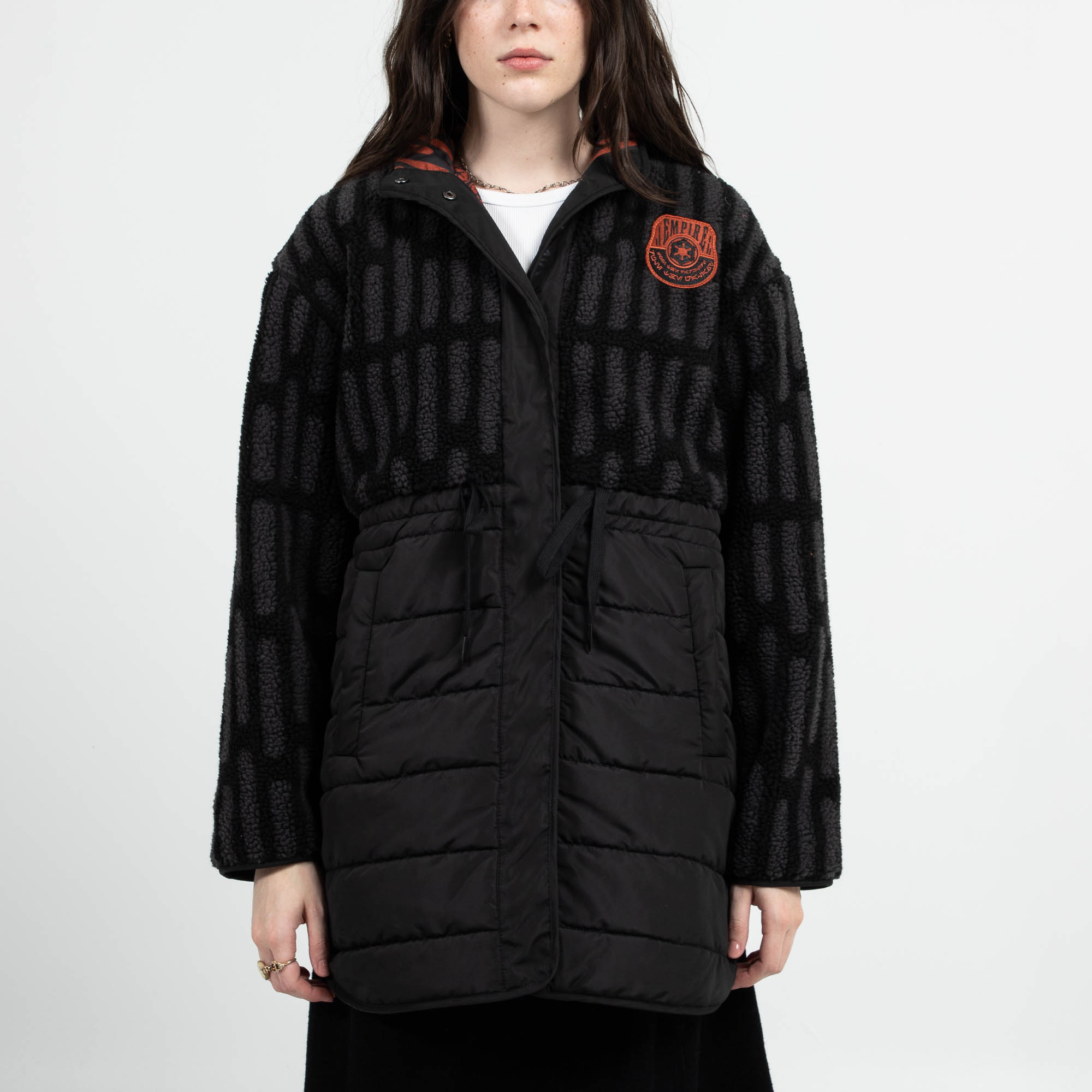Star Wars Imperial Badge Women's Black Long Sleeve Mixed Sherpa Hooded ...