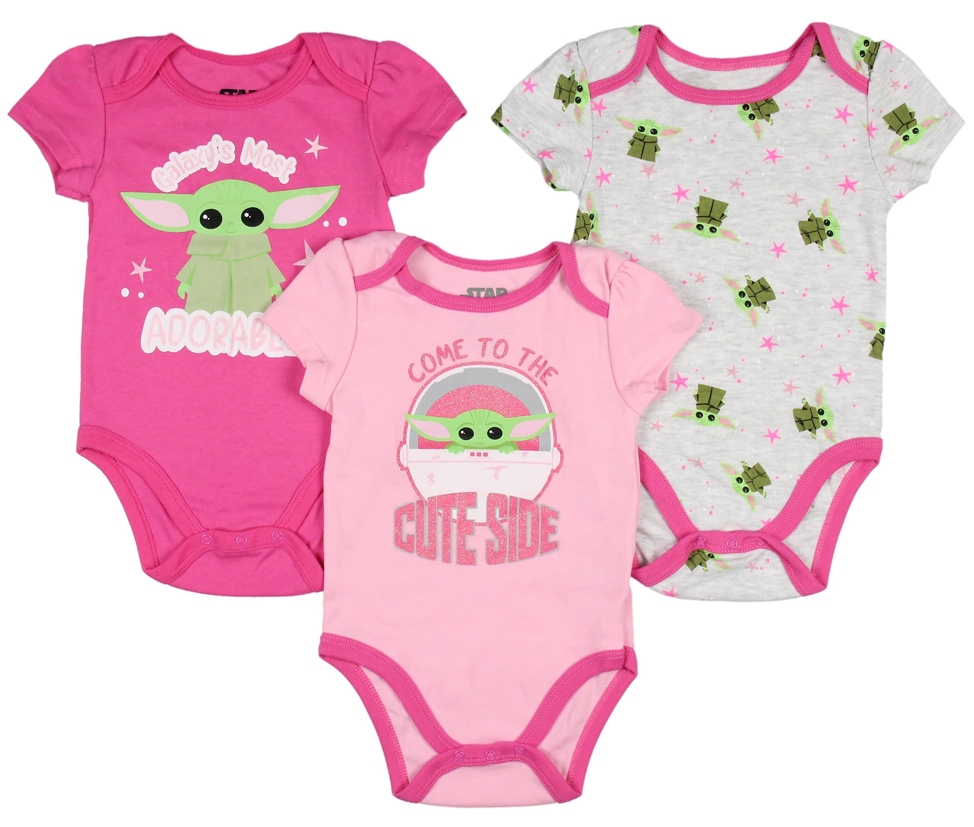 Star Wars Mandalorian Baby Yoda Onesies 3 Pack - Infant Girls Outfit (6 ...