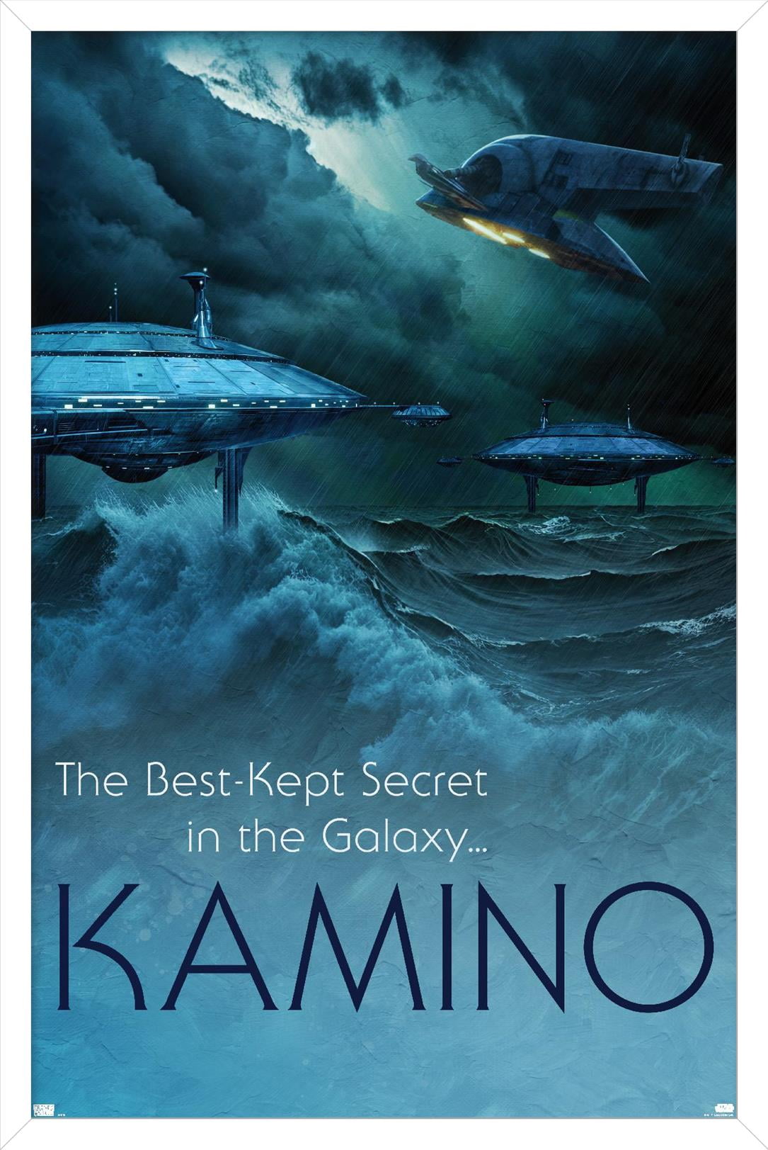 Star Wars: Kamino - Visit Kamino by Russell Walks 23 Wall Poster, 14.725" x 22.375" Framed ...