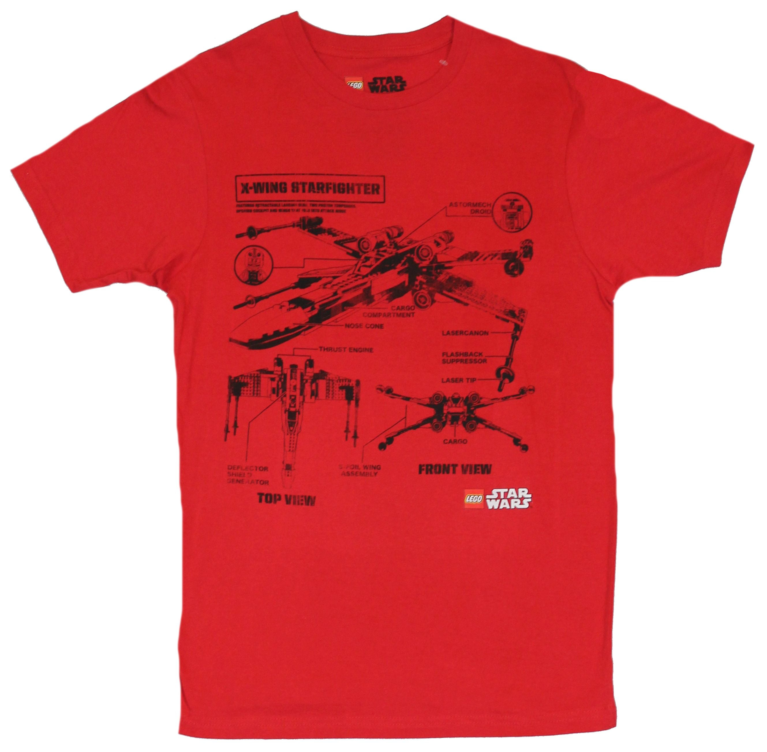 Star Wars Lego Mens T-Shirt - X-Wing Starfighter Lego Schematics Image ...