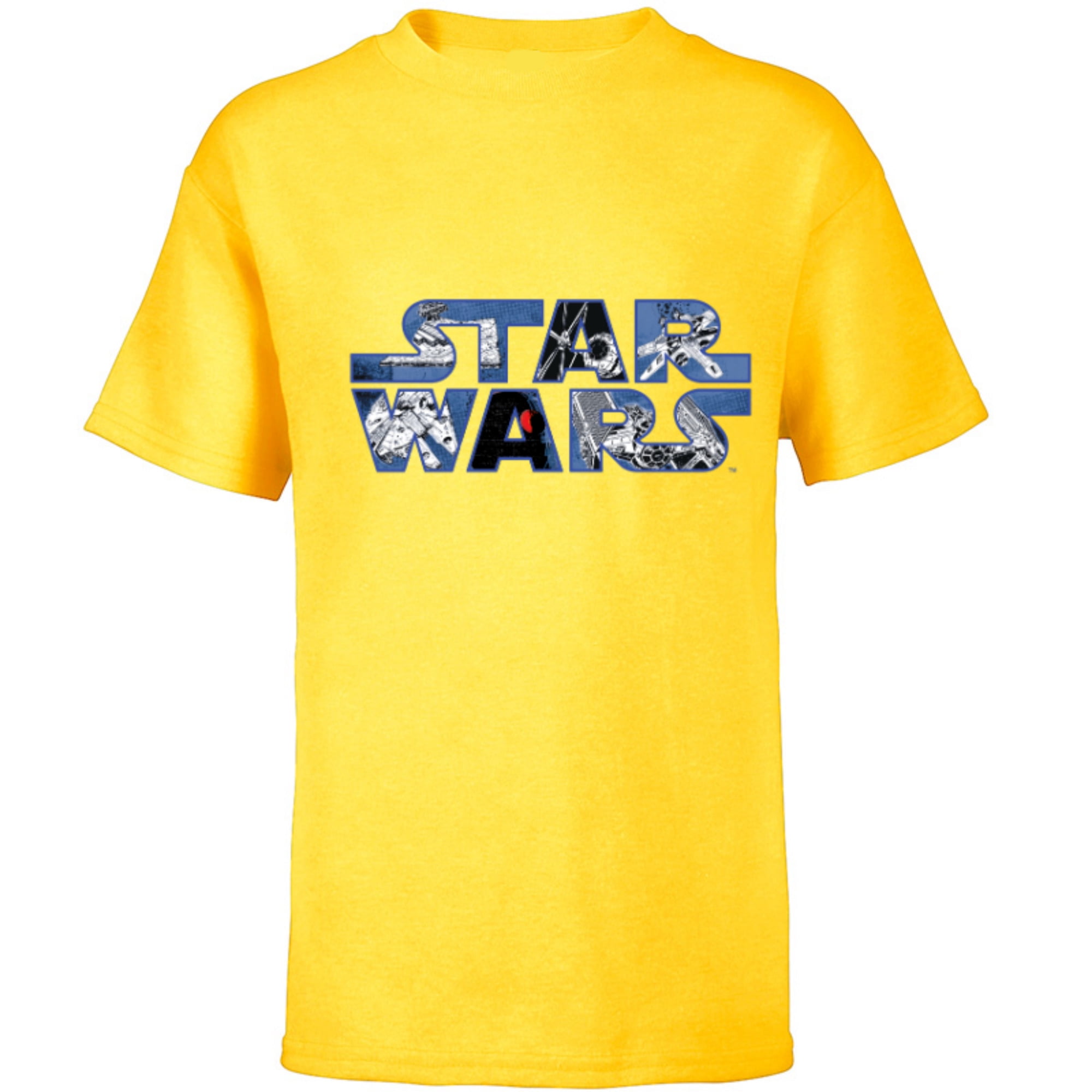 Star Wars Logo Millennium Falcon and Death Star - Short Sleeve T-Shirt ...