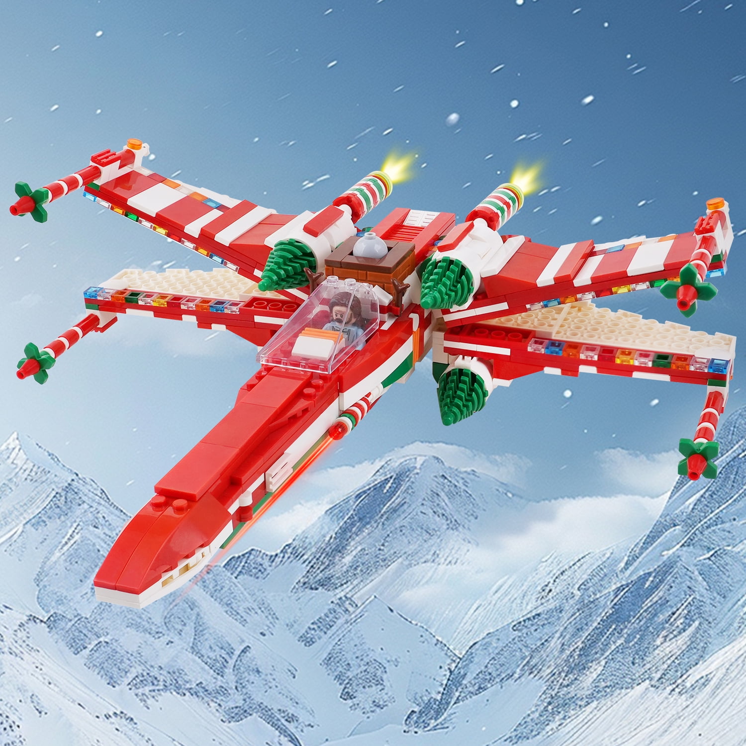 Star Wars MOC Christmas X-Wing Fighter & Luke Custom Building Block 760 ...